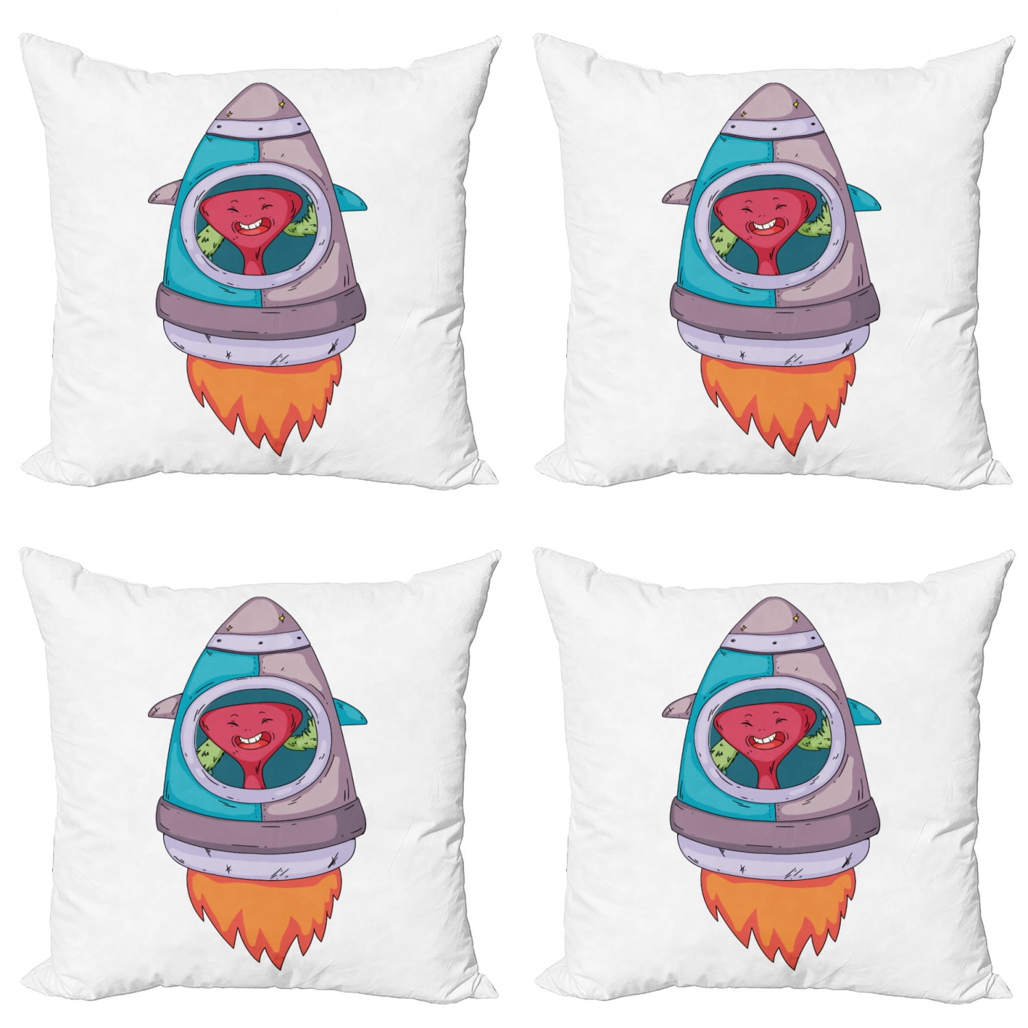 Alien Throw Pillow Cushion Case Pack of 4, Illustration of a Creature ...