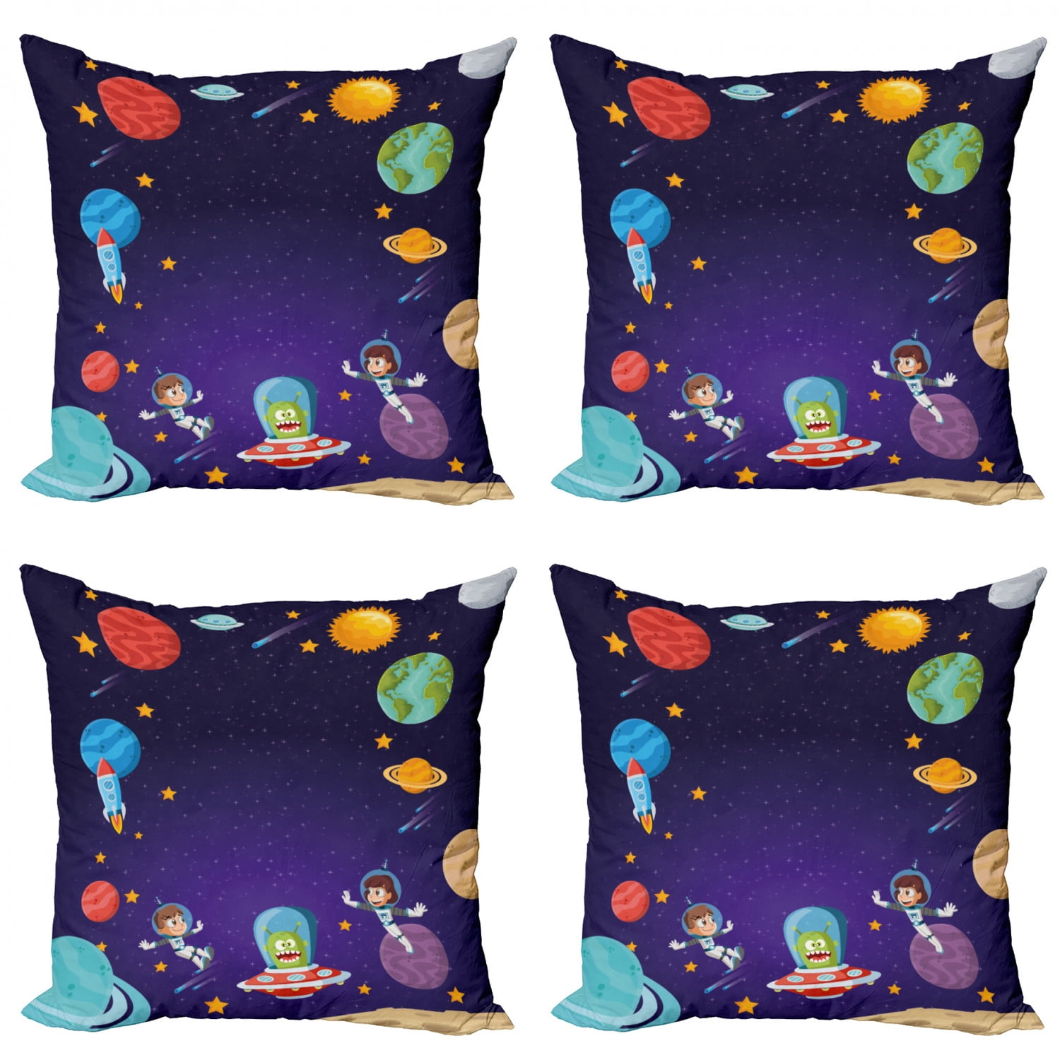 Ambesonne Alien Throw Pillow Cover 4 Pack, Astronaut Outer Space, 24 ...