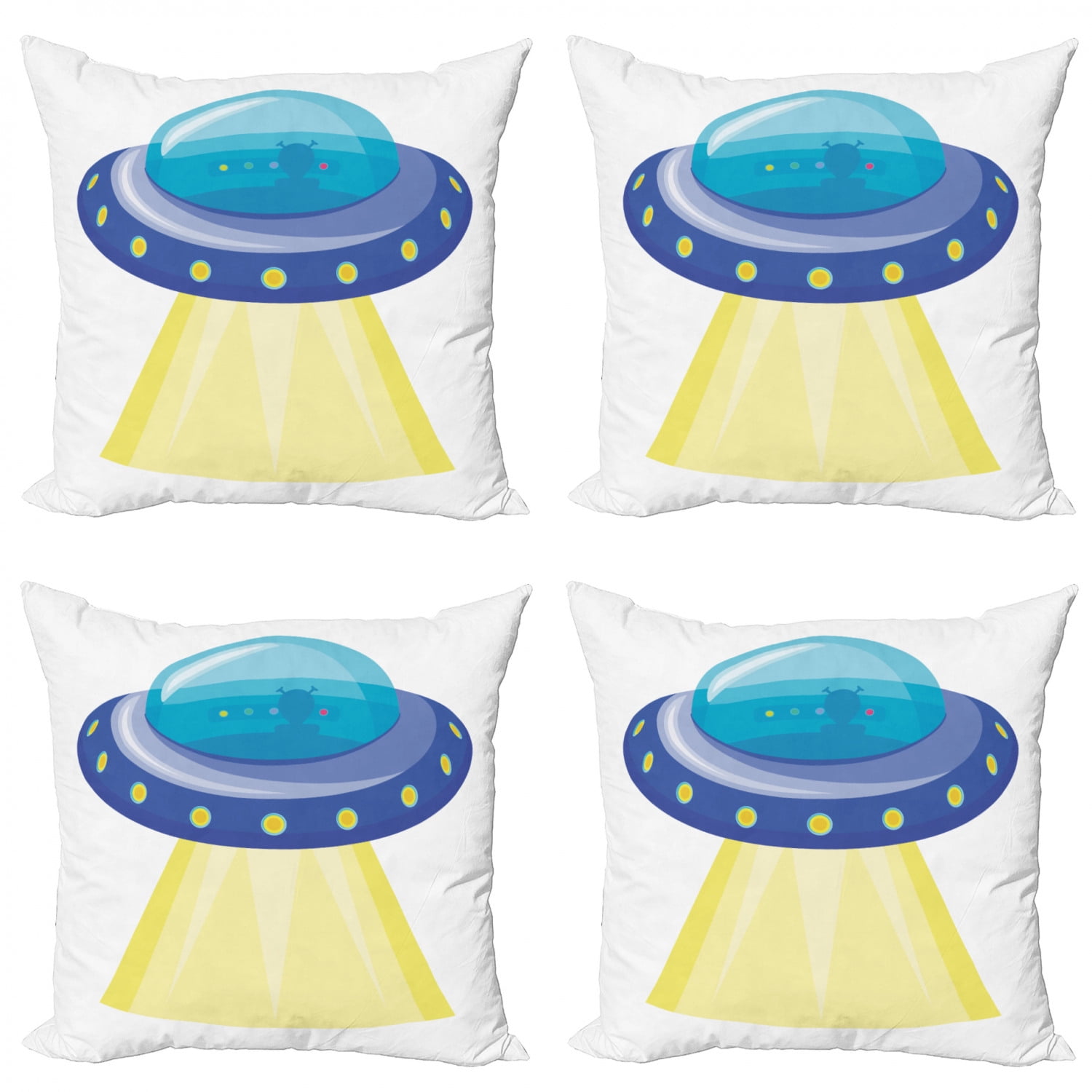 Alien Throw Pillow Cushion Case Pack of 4, UFO Flying Object Unknown ...