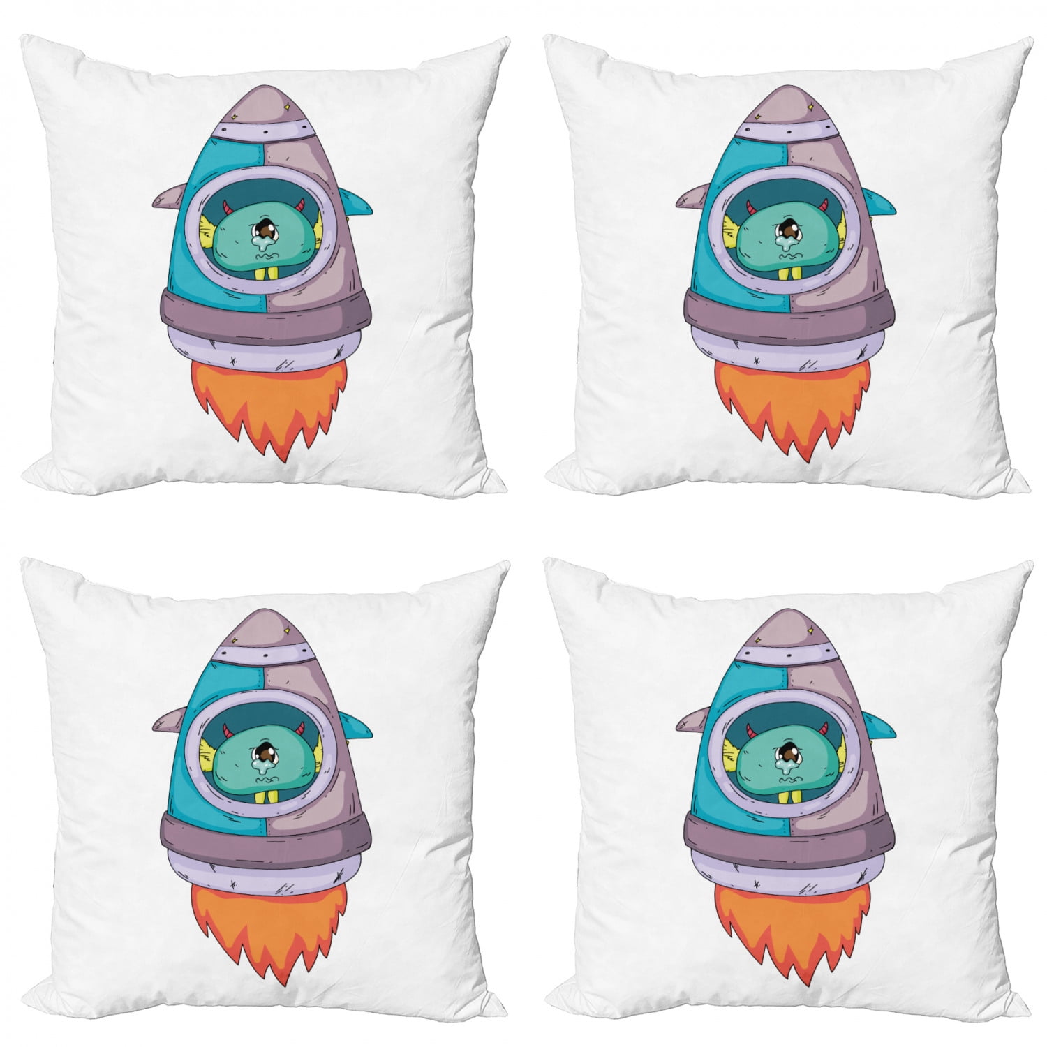 Alien Throw Pillow Cushion Case Pack of 4, Upset Little Cartoon ...
