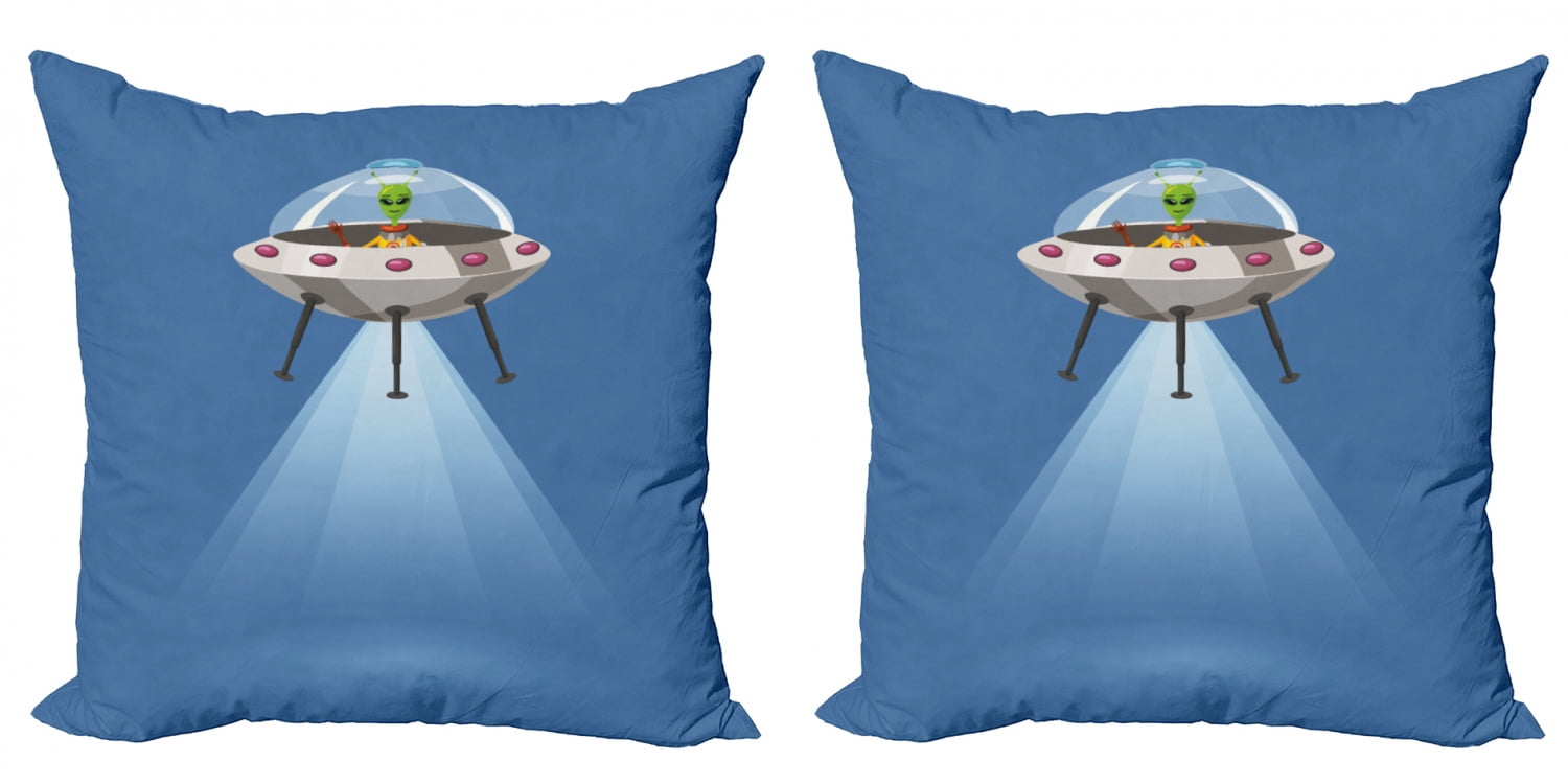 Ambesonne Alien Throw Pillow Cover 2 Pack, Spaceship Extraterrestrial ...