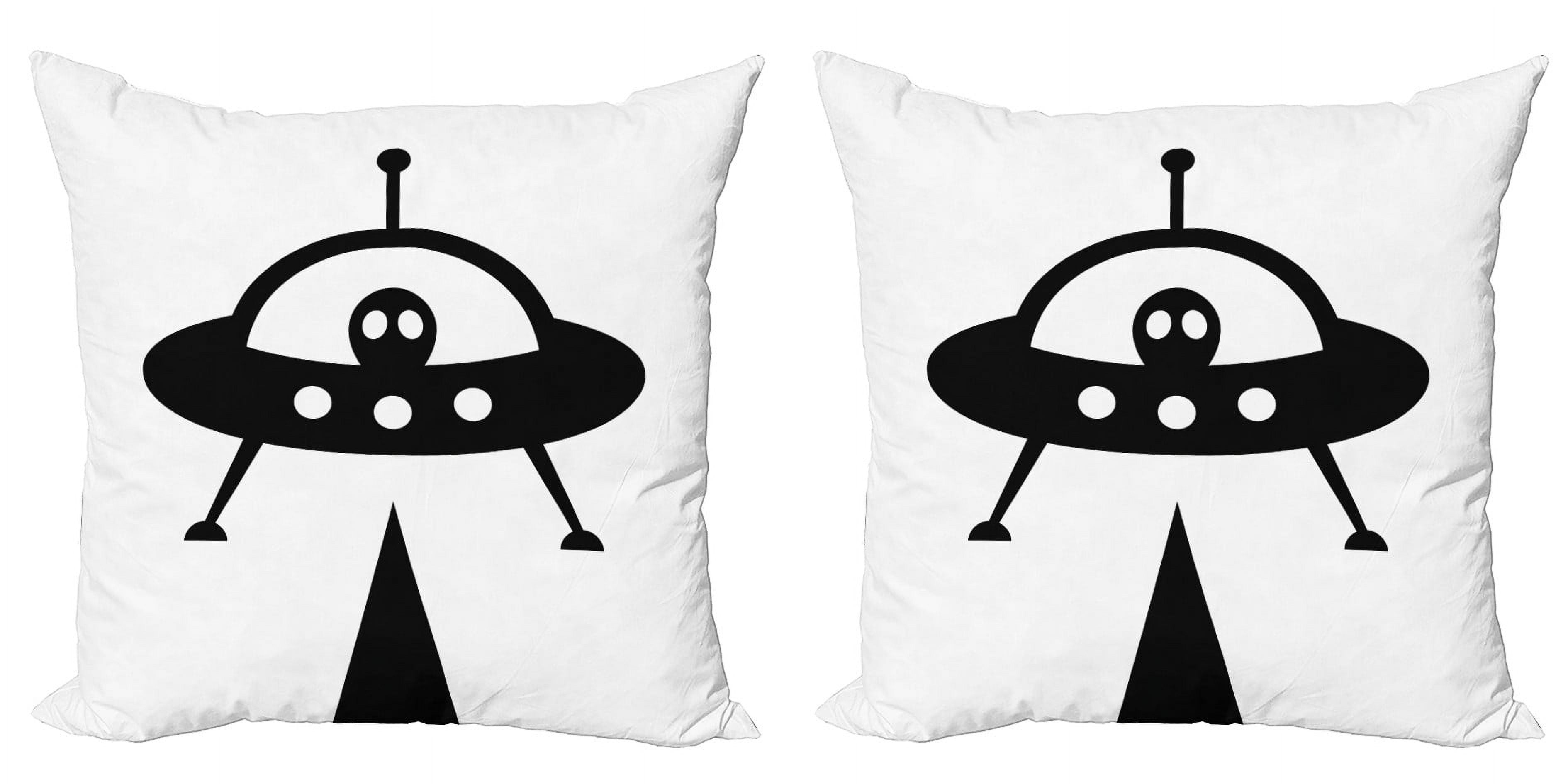 Ambesonne Alien Throw Pillow Cover 2 Pack, Monochrome Stamp Look Space ...