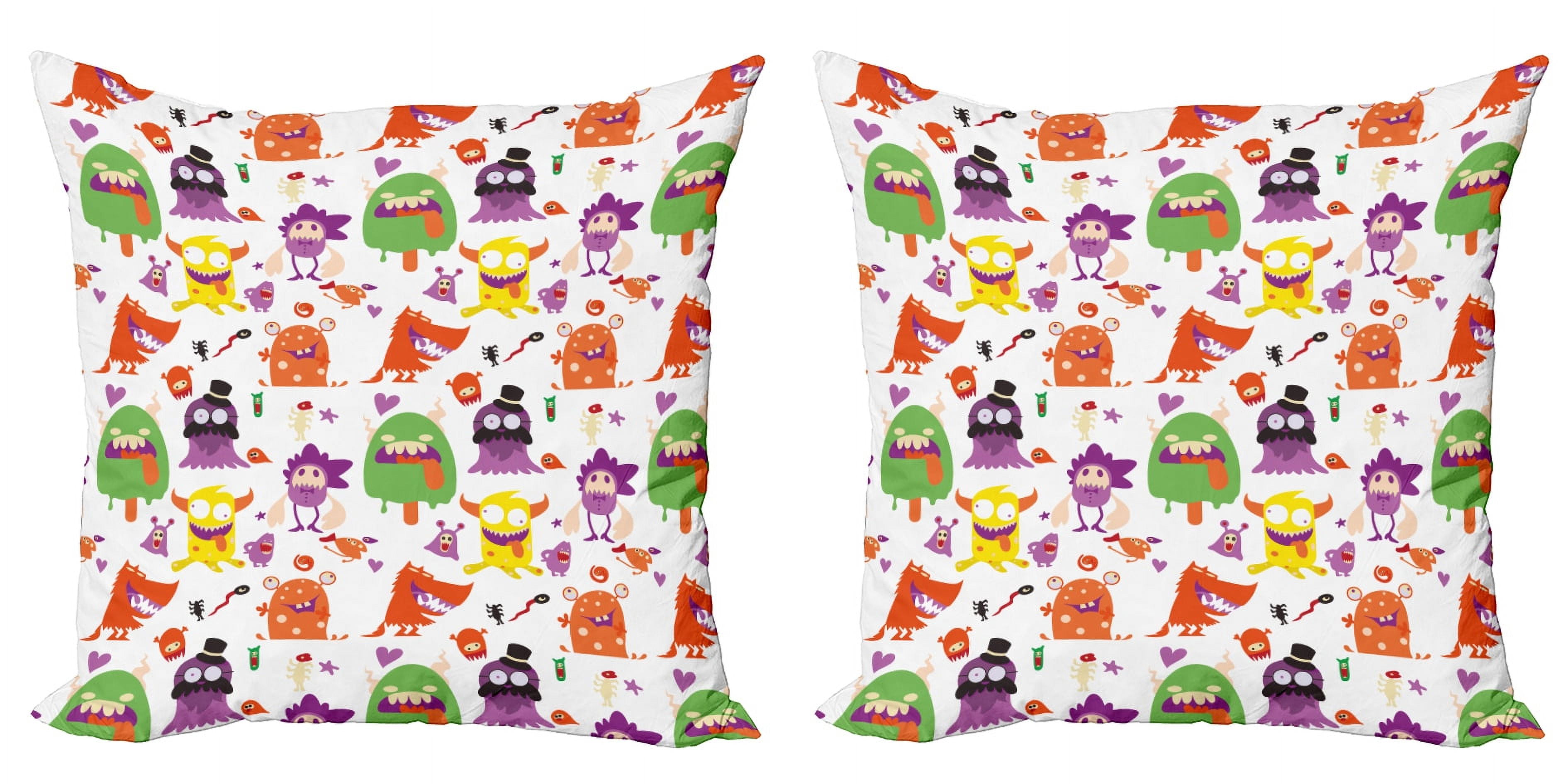 Ambesonne Alien Throw Pillow Cover 2 Pack, Monsters Animal Funny ...