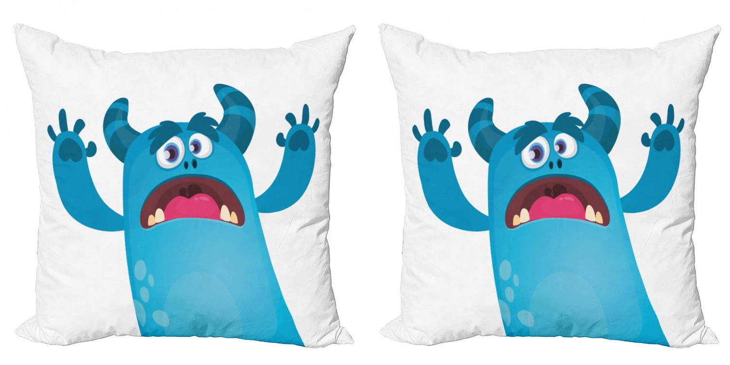 Alien Throw Pillow Cushion Cover Pack of 2, Roaring Monstrous Character ...