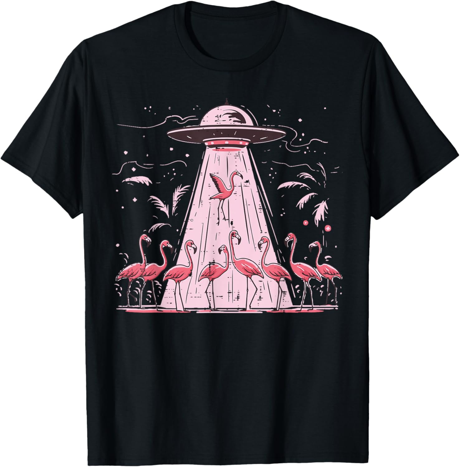Alien UFO Abducting Flamingos Funny Women Girls Kids Men T-Shirt ...