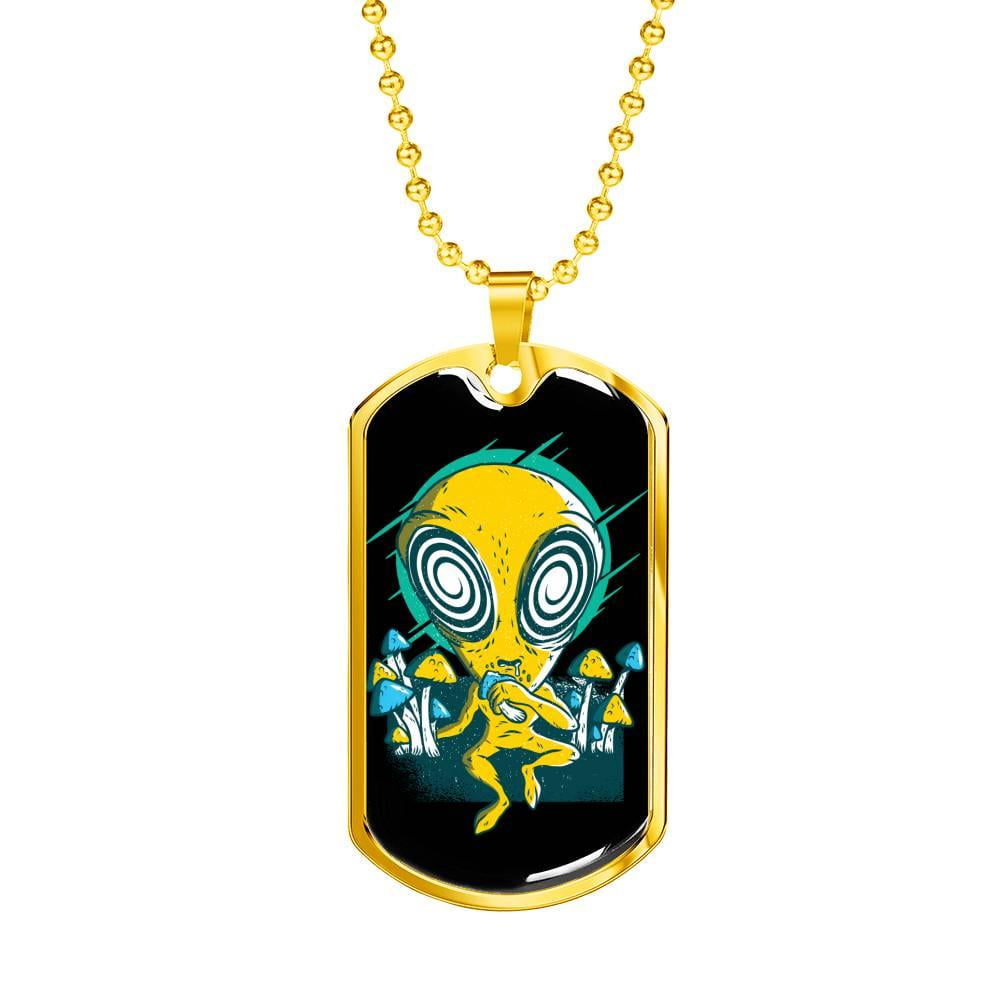 Alien UFO Fan Alien Psychedelic Necklace Stainless Steel or 18k Gold ...