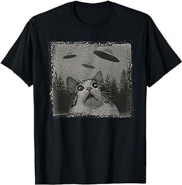 Alien UFO Funny Cat Selfie Kitty Vintage Graphic Cats Lover T-Shirt ...