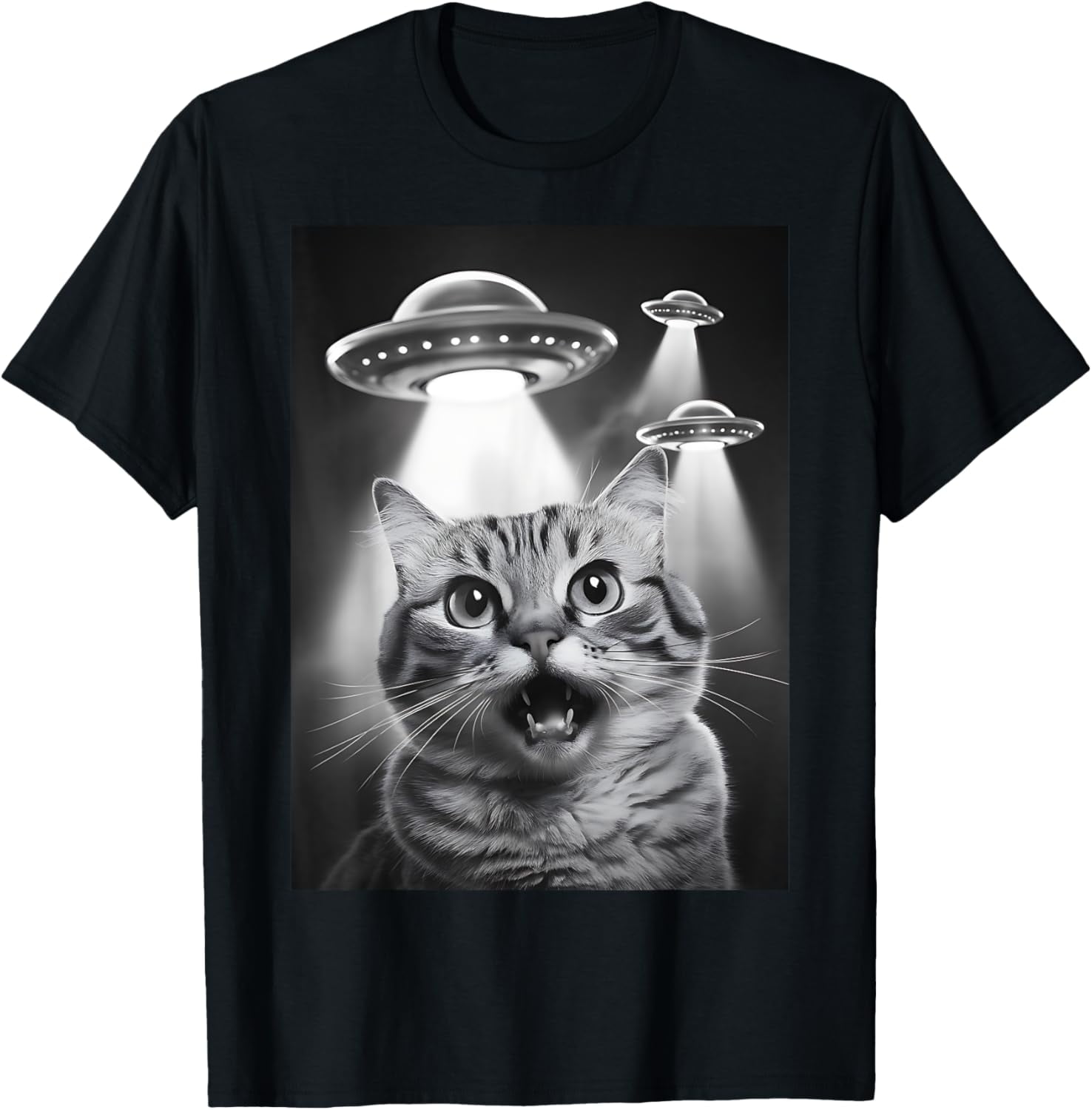 Alien UFO Funny Cat Selfie T-Shirt - Walmart.com