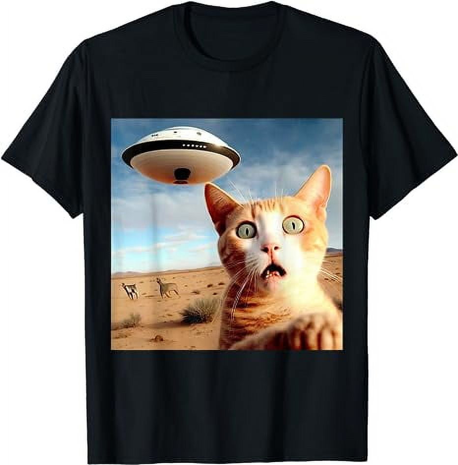 Alien UFO Funny Cat T-Shirt - Walmart.com