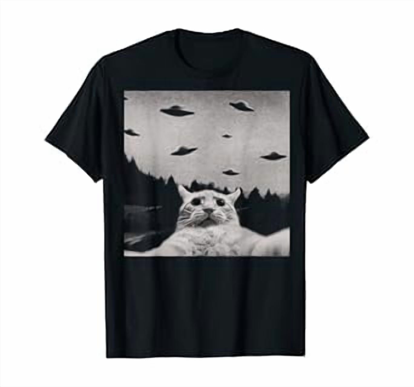 Alien UFO Funny Cat T-Shirt - Walmart.com