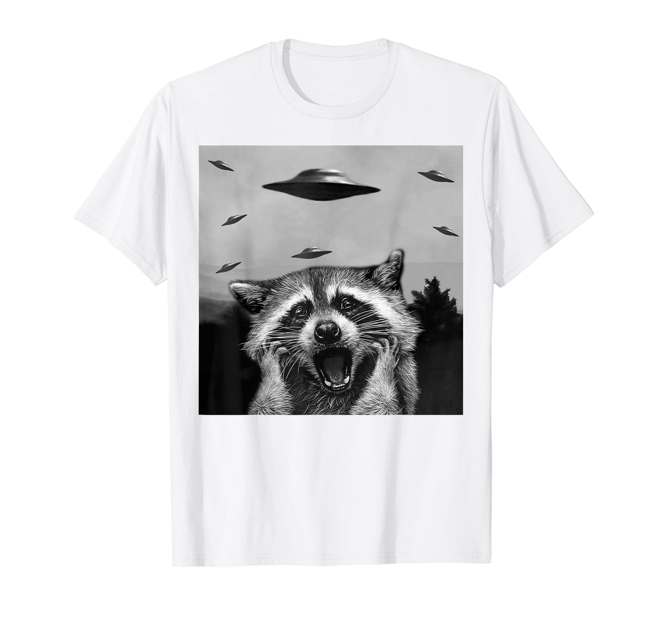 Alien UFO Funny Raccoon Stuffed Animal For Men White T-Shirt - Walmart.com