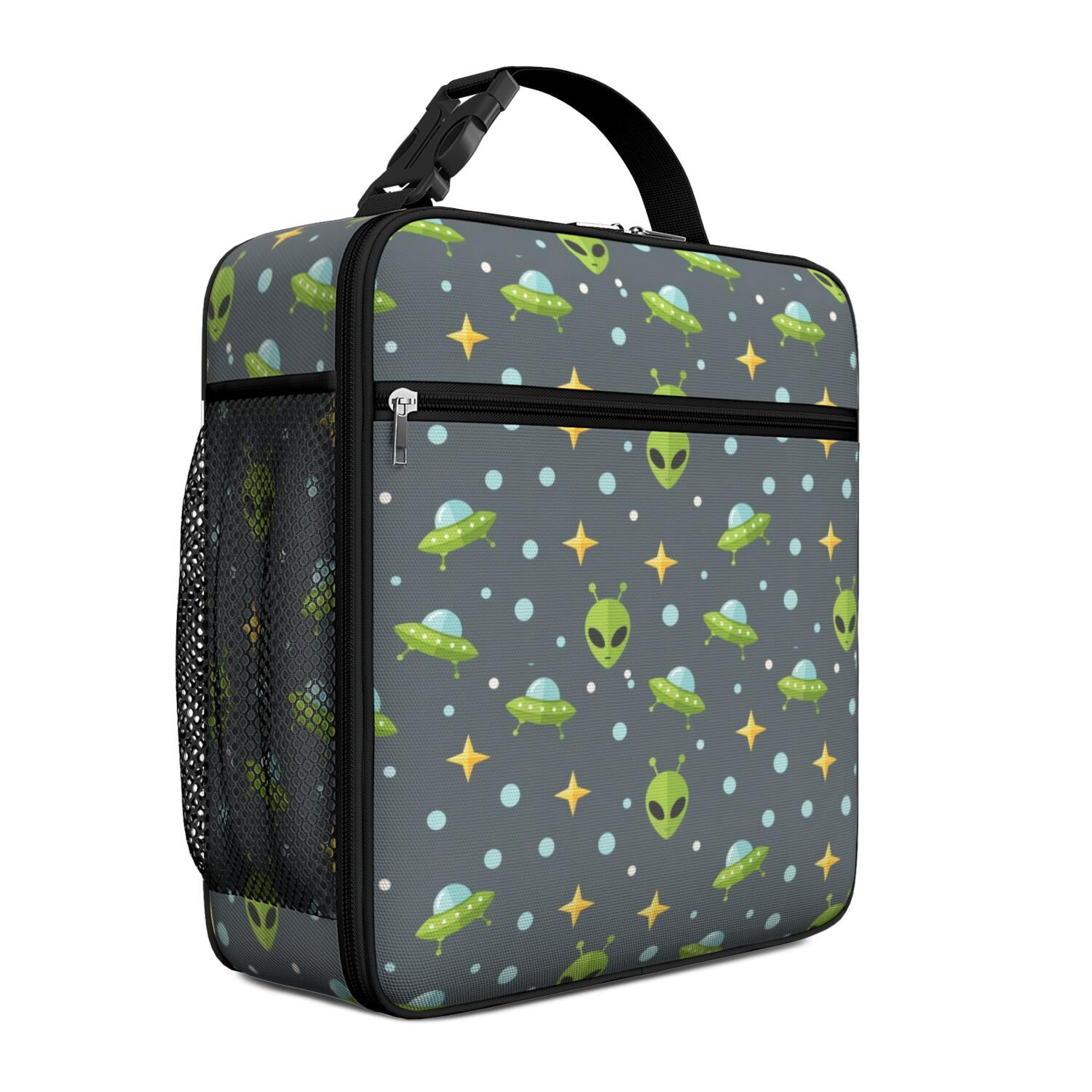 Alien UFO Medium Gray Pattern Insulated Lunch Bag Teens,Lunch Box for ...