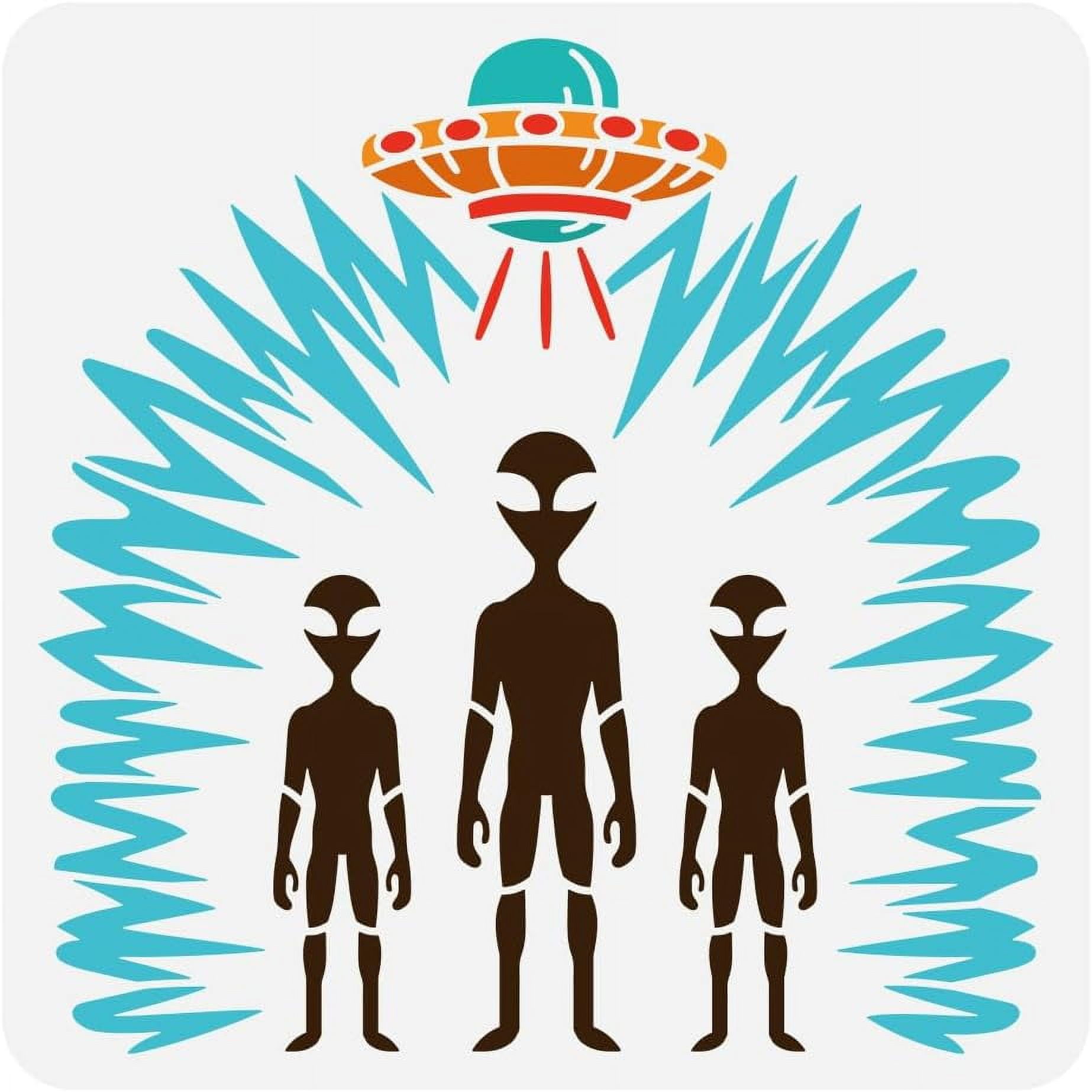 Alien UFO Painting Stencil 11.8x11.8 inch Reusable Aliens Pattern ...