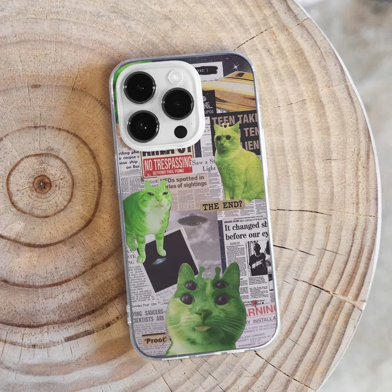 Alien UFO Space Collage Aesthetic Protective Case for iPhone 11 12 13 ...