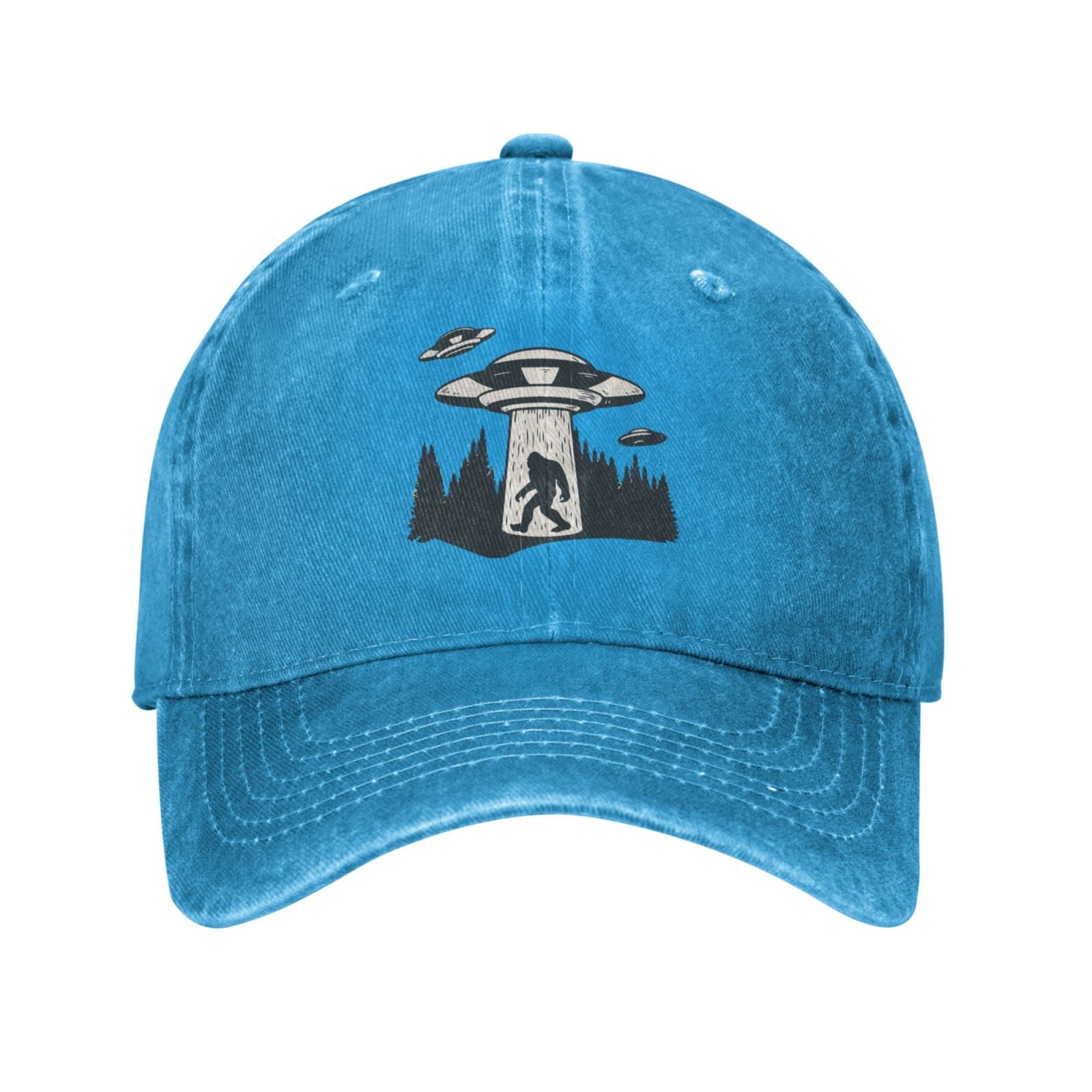 Alien Ufo Abduction Of Bigfoot Unisex Denim Baseball Cap Adjustable ...