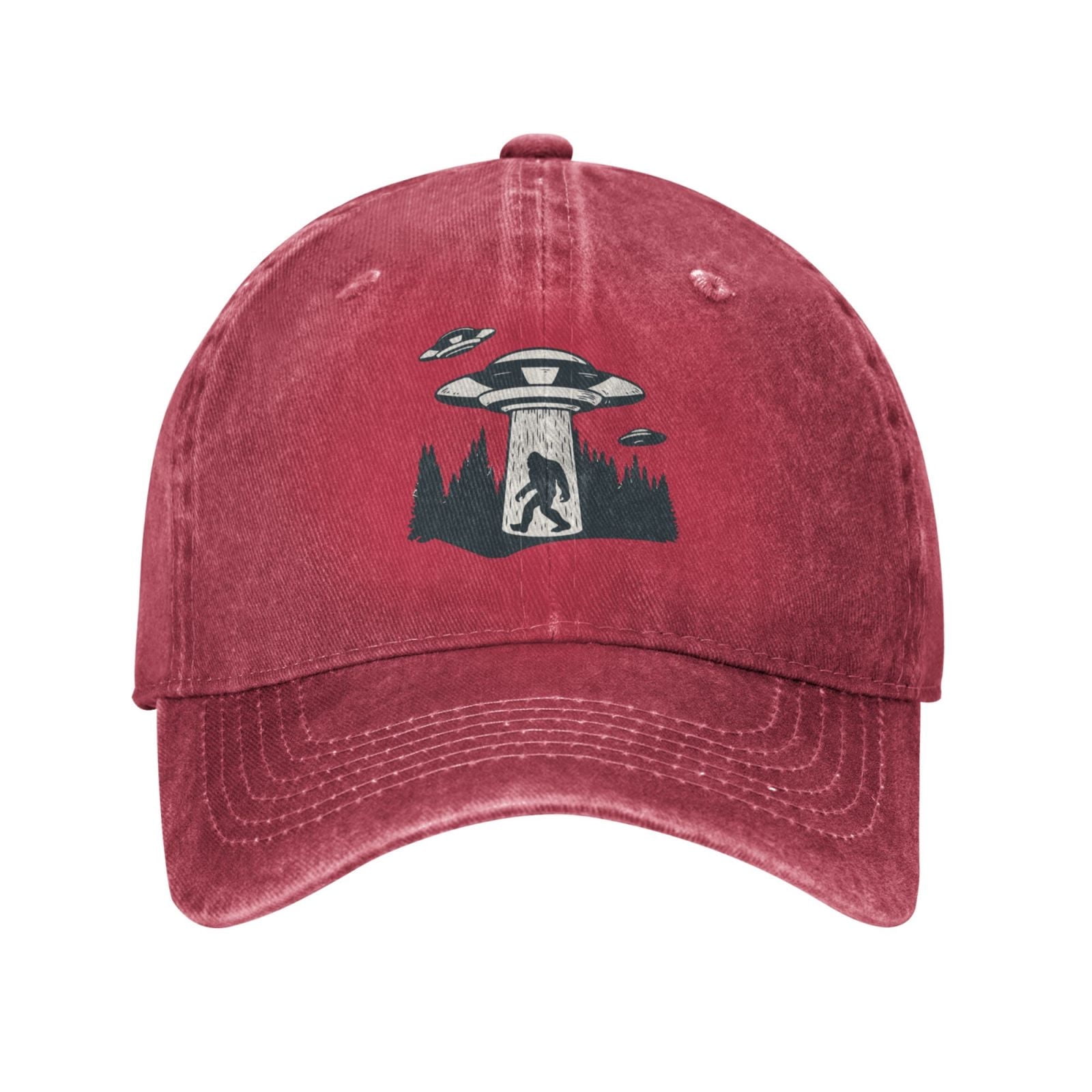 Alien Ufo Abduction Of Bigfoot Unisex Denim Baseball Cap Adjustable ...
