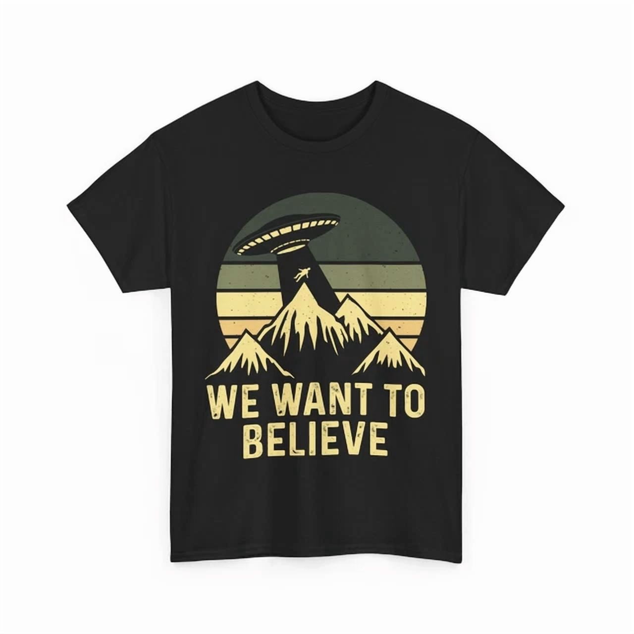 Alien Ufo Graphic Tee, Sci-Fi Space T-Shirt S-5XL, We Want To Believe ...