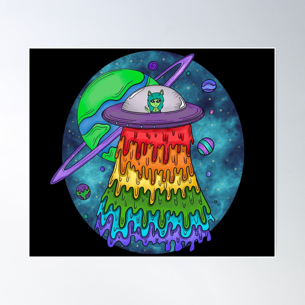 Alien Ufo In Space Poster Wall Art, Modern Wall Decor For Living Room ...