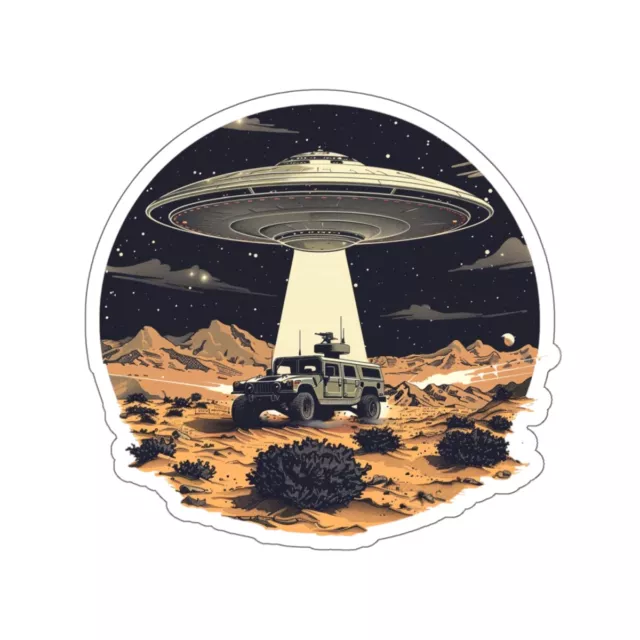 Alien Ufo Military Humvee Abduction Sticker Vinyl Decal Uap Flying Disc ...