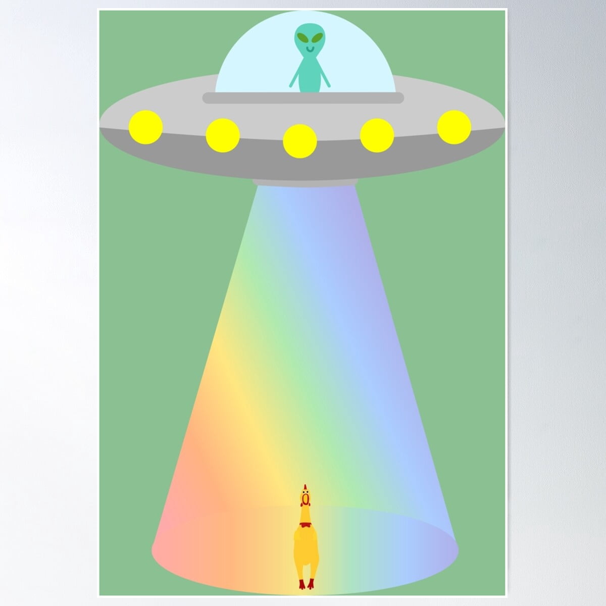 Alien Ufo , Rubber Chicken Abduction Poster Wall Art, Modern Wall Decor ...