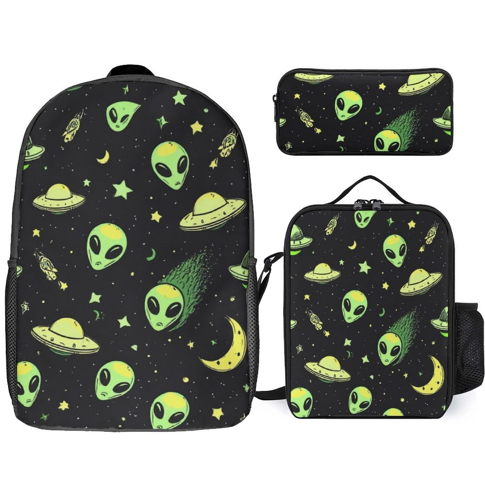 Alien Ufo Space Stars 3D Printed 3pcs/Set Bags Laptop Daypack Backpack ...