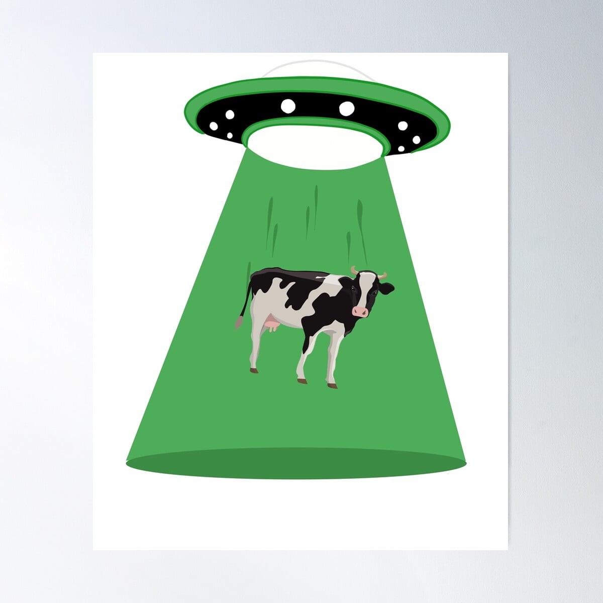 Alien Ufo Spacecraft Picking Cow Poster Wall Art, Modern Wall Decor For ...