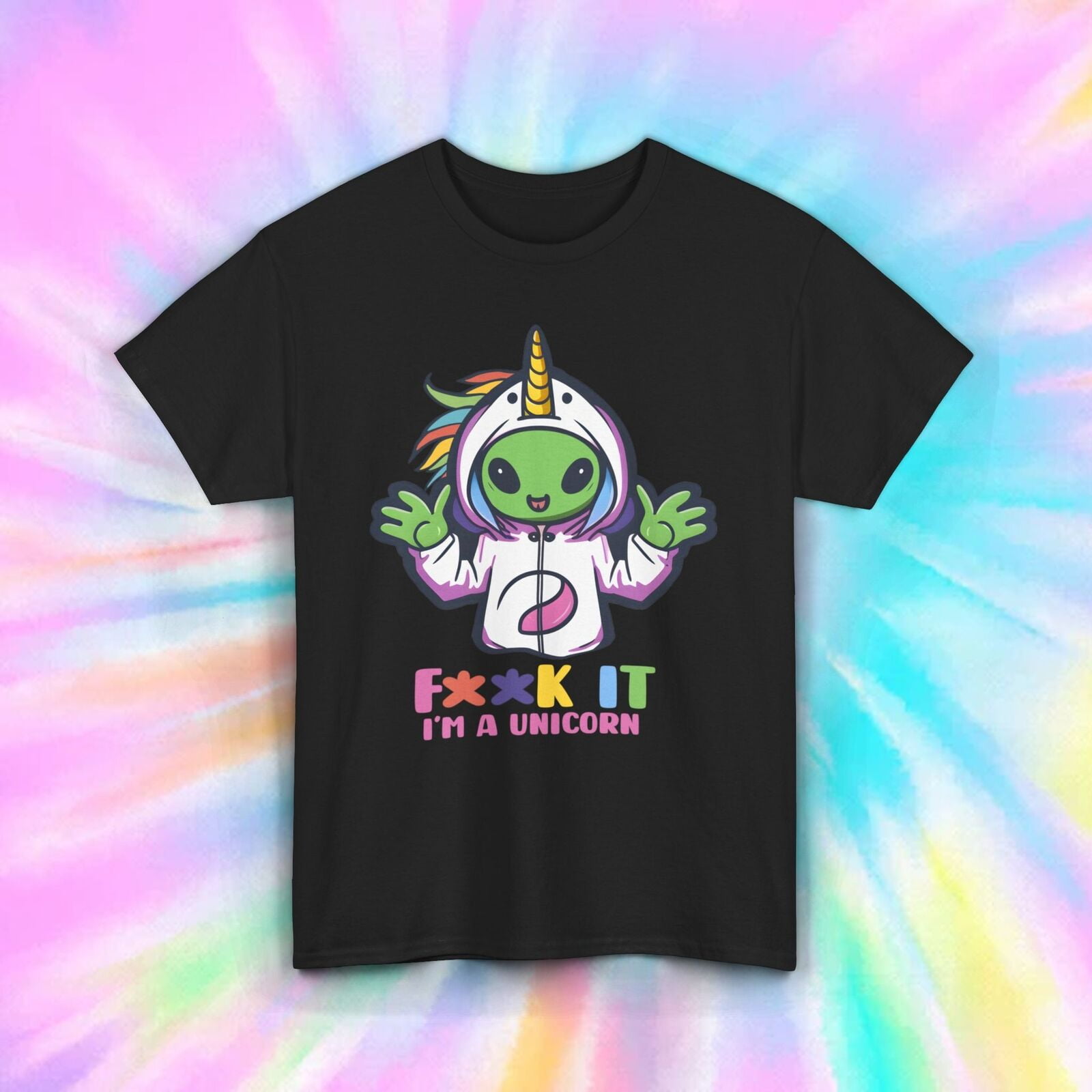 Alien Unicorn T-Shirt Funny Graphic F**k It I'm A Unicorn" Tee S-5XL ...