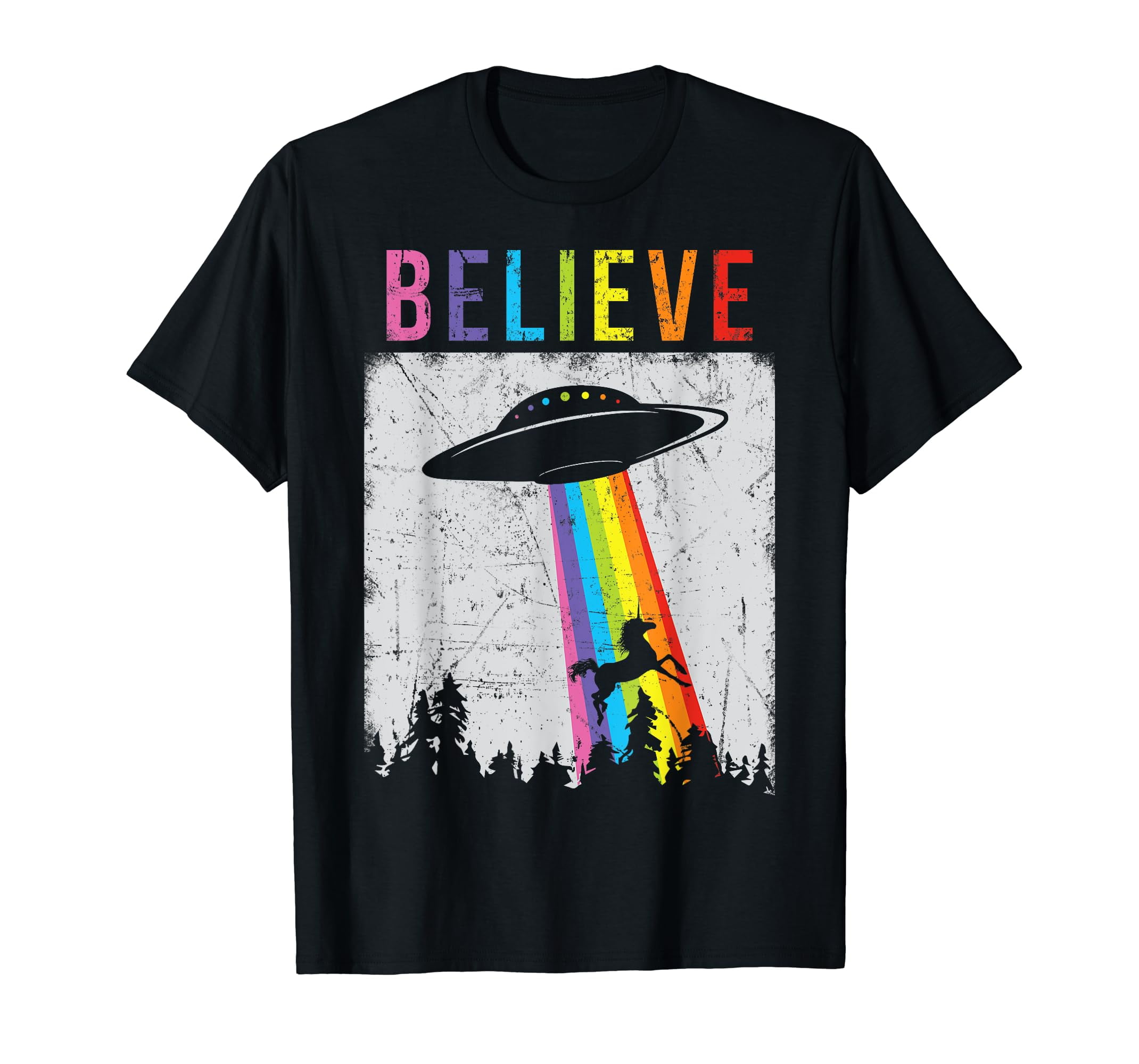 Alien Unicorn UFO Rainbow T-Shirt - Walmart.com