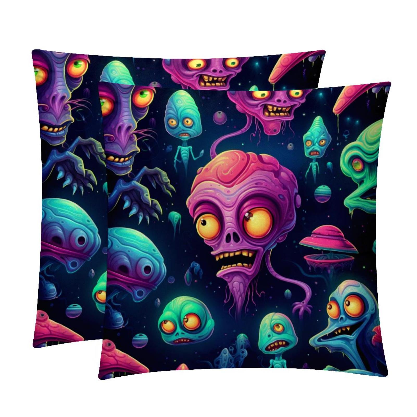 Alien Velvet Throw Covers Pillow Inserts - Set of 2 Decorative Pillows ...