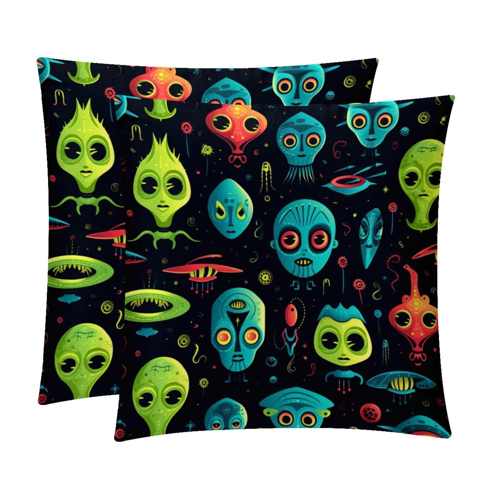Alien Velvet Throw Covers Pillow Inserts - Set of 2 Decorative Pillows ...