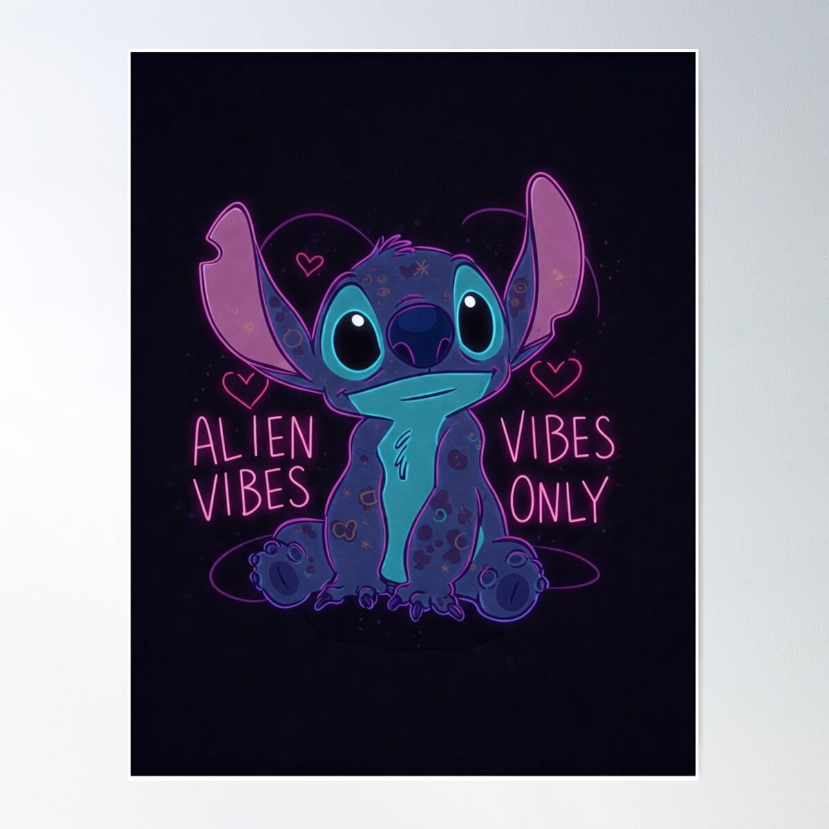 Alien Vibes Only - Cute Neon Stitch-Inspired Alien Design Poster Wall ...