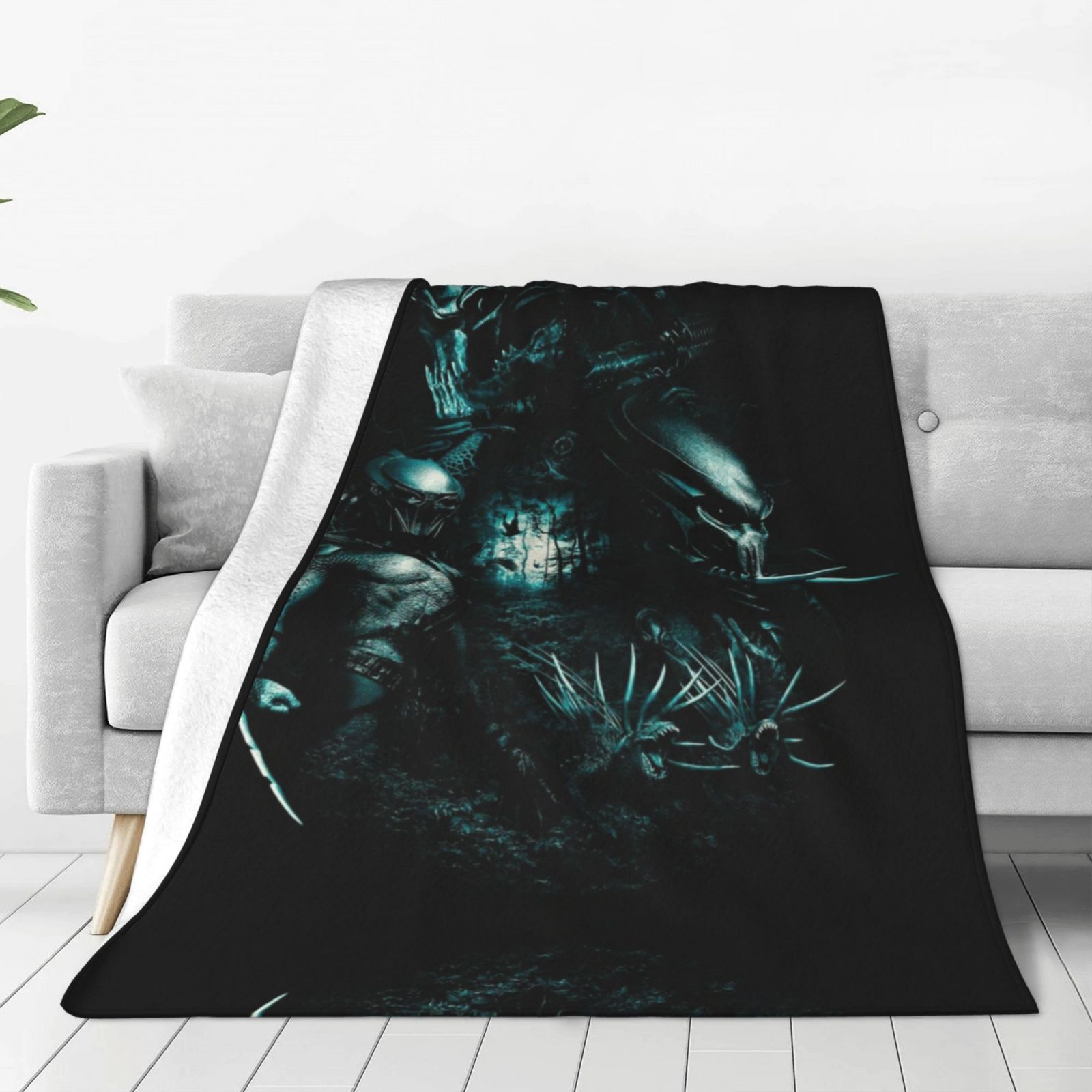 Alien Vs Predator Fashion Funny Cartoon Anime Bedding Fleece Throw ...