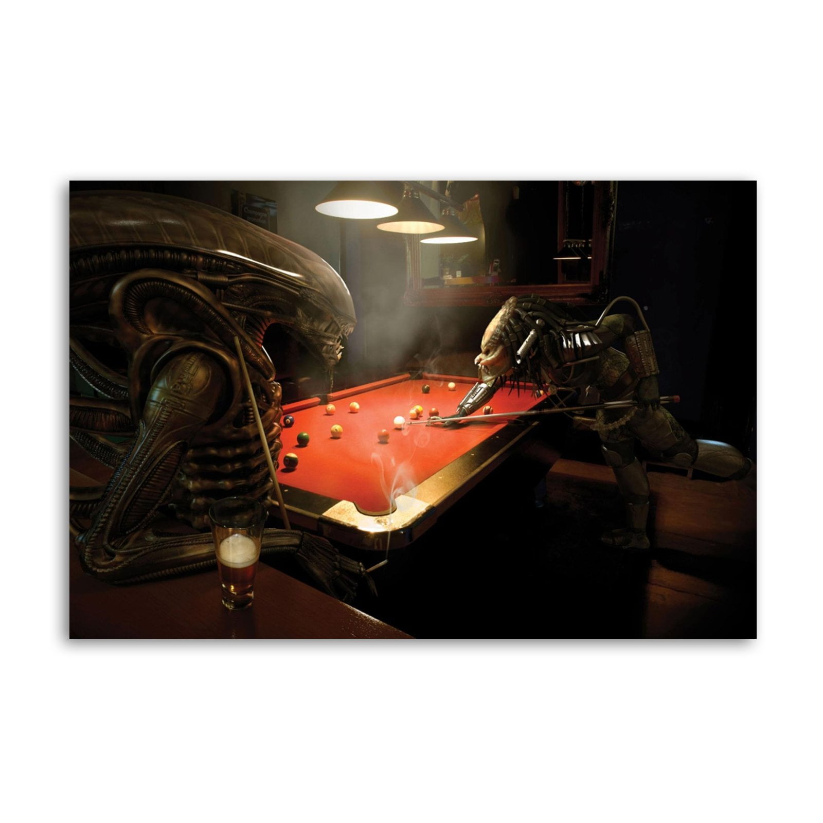 Alien Vs Predator Playing Pool Game Picture Print Wall Art Poster ...