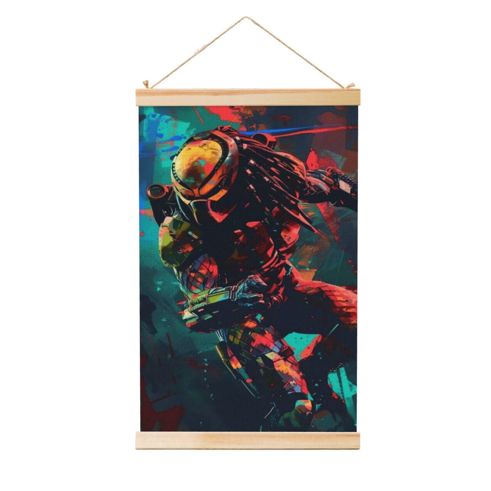 Alien Vs Predator Poster Aesthetic Canvas Wooden Shaft Wall Art Hanging ...