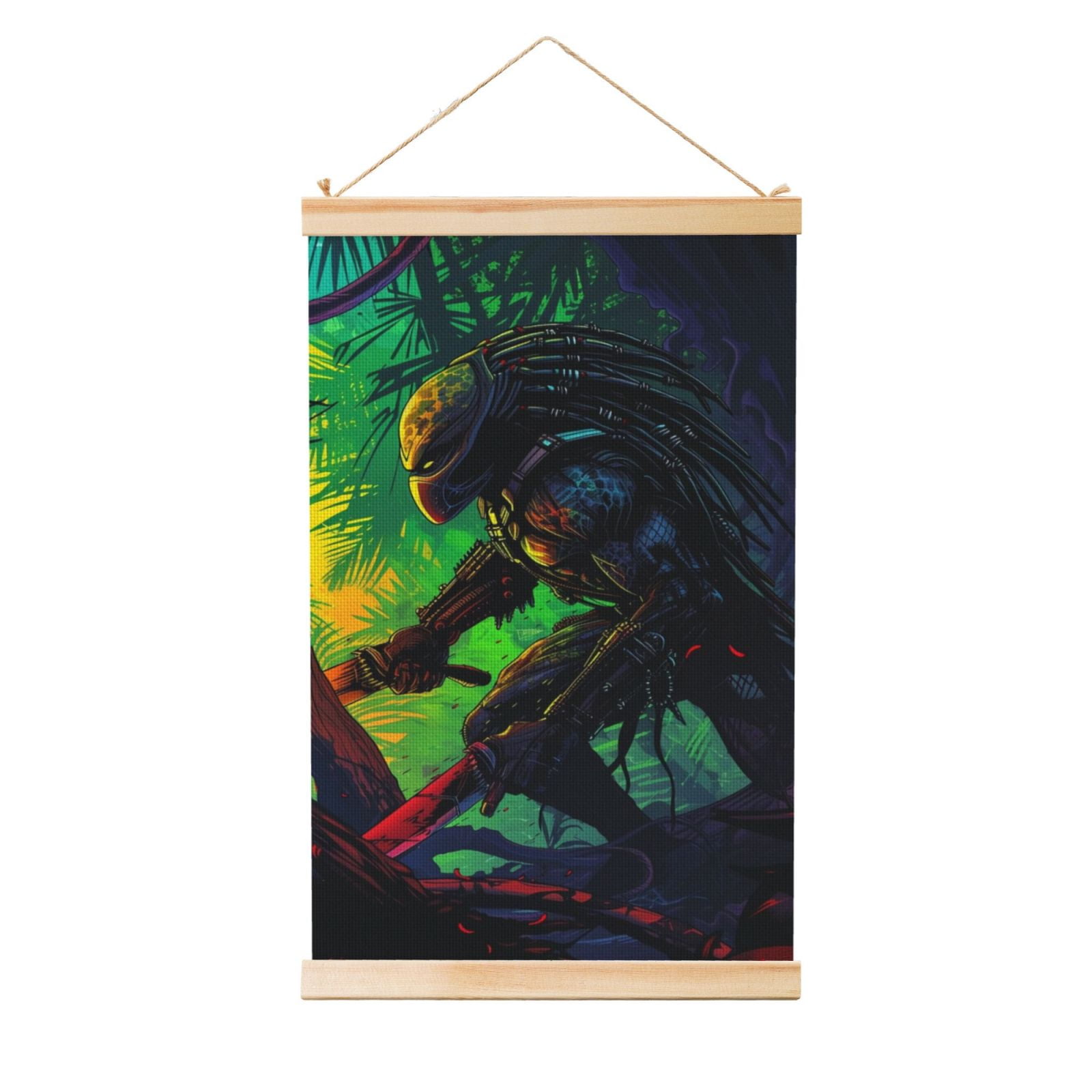 Alien Vs Predator Poster Aesthetic Canvas Wooden Shaft Wall Art Hanging ...