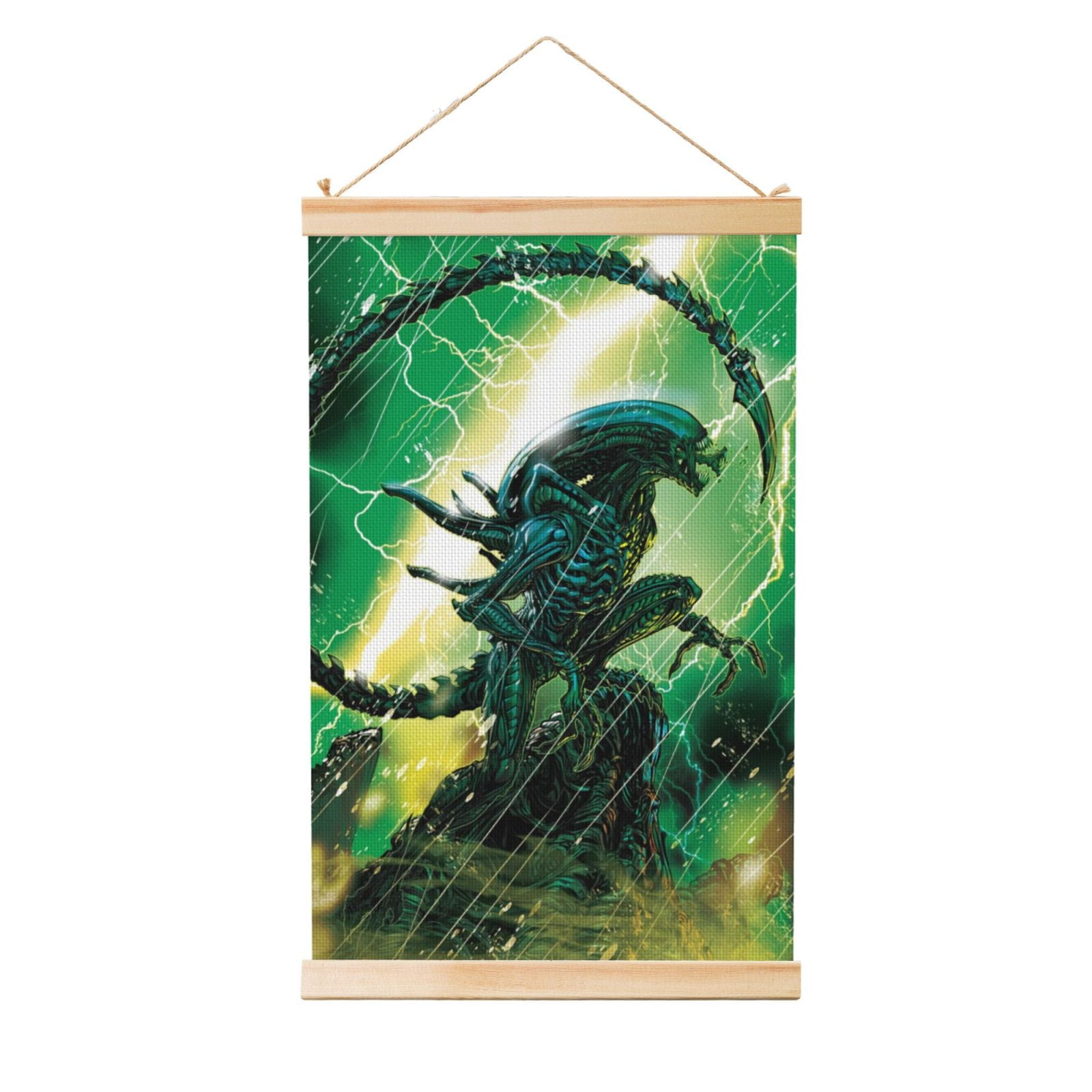 Alien Vs Predator Poster Aesthetic Canvas Wooden Shaft Wall Art Hanging ...