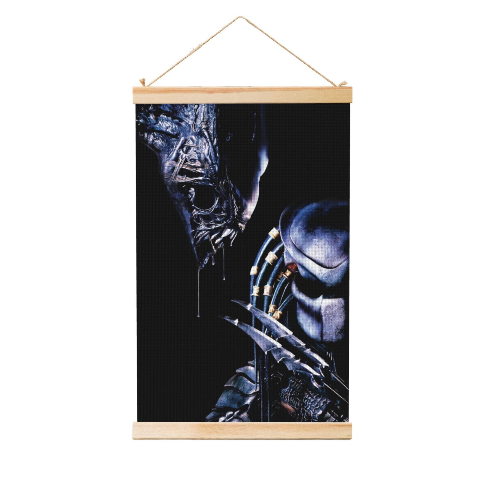 Alien Vs Predator Poster Aesthetic Canvas Wooden Shaft Wall Art Hanging ...