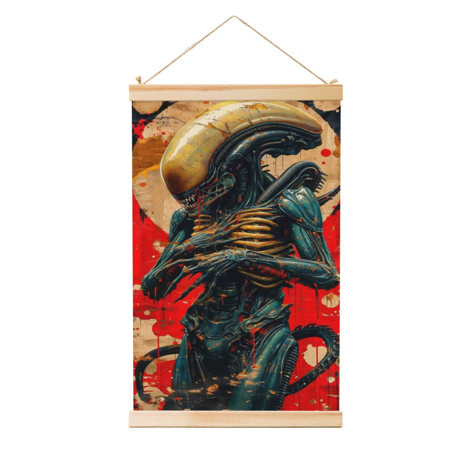 Alien Vs Predator Poster Aesthetic Canvas Wooden Shaft Wall Art Hanging ...