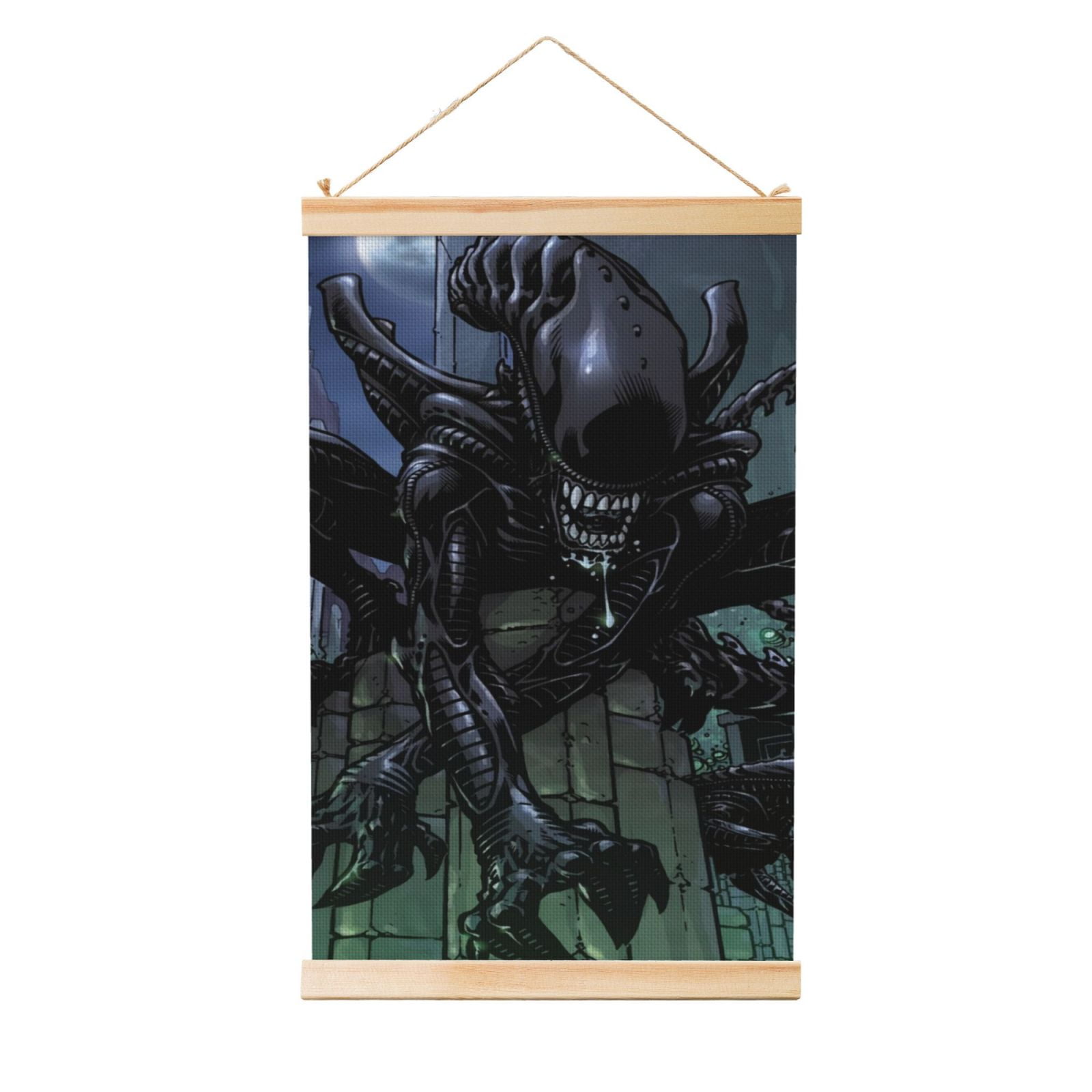 Alien Vs Predator Poster Aesthetic Canvas Wooden Shaft Wall Art Hanging ...