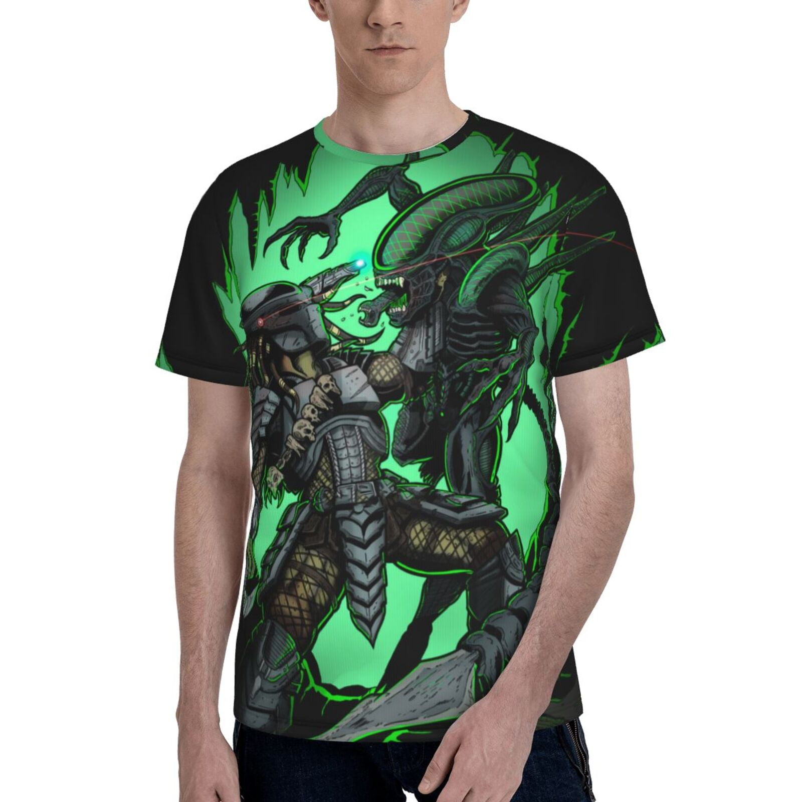 Alien Vs Predator Xenomorph Mens Anime 3D Printed T-Shirt Casual Short ...