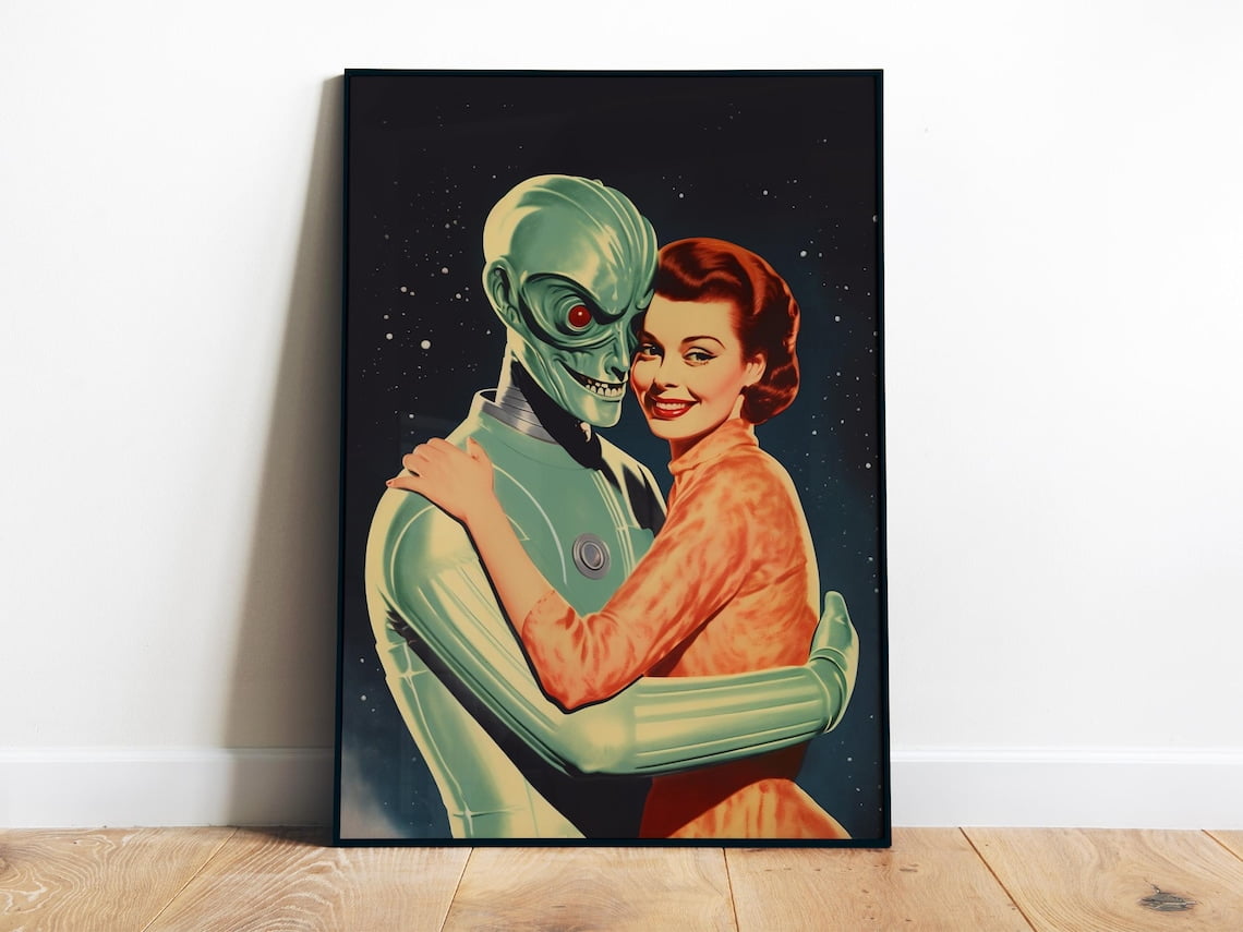 Alien Wall Art Sci Fi Poster Alien Print Weird Alien Abduction Art ...