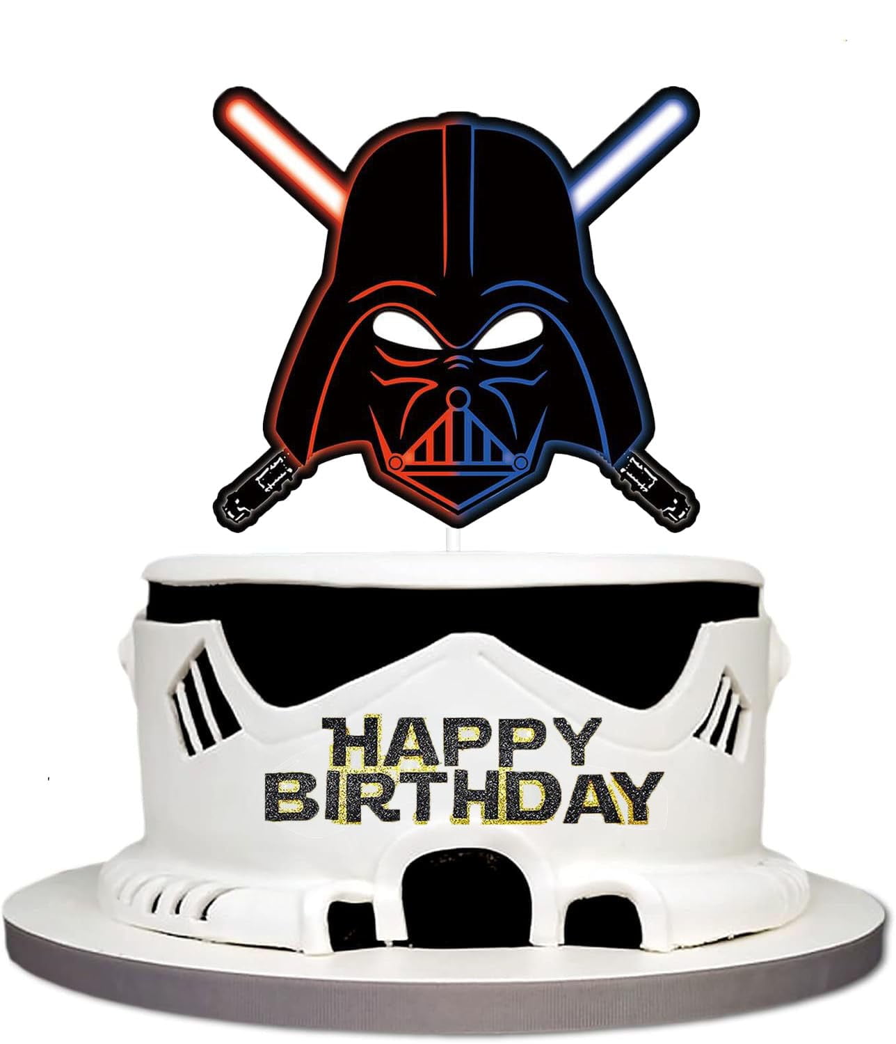 Alien War Darth Vader Happy Birthday RST1 Cake Topper, Black Glitter ...