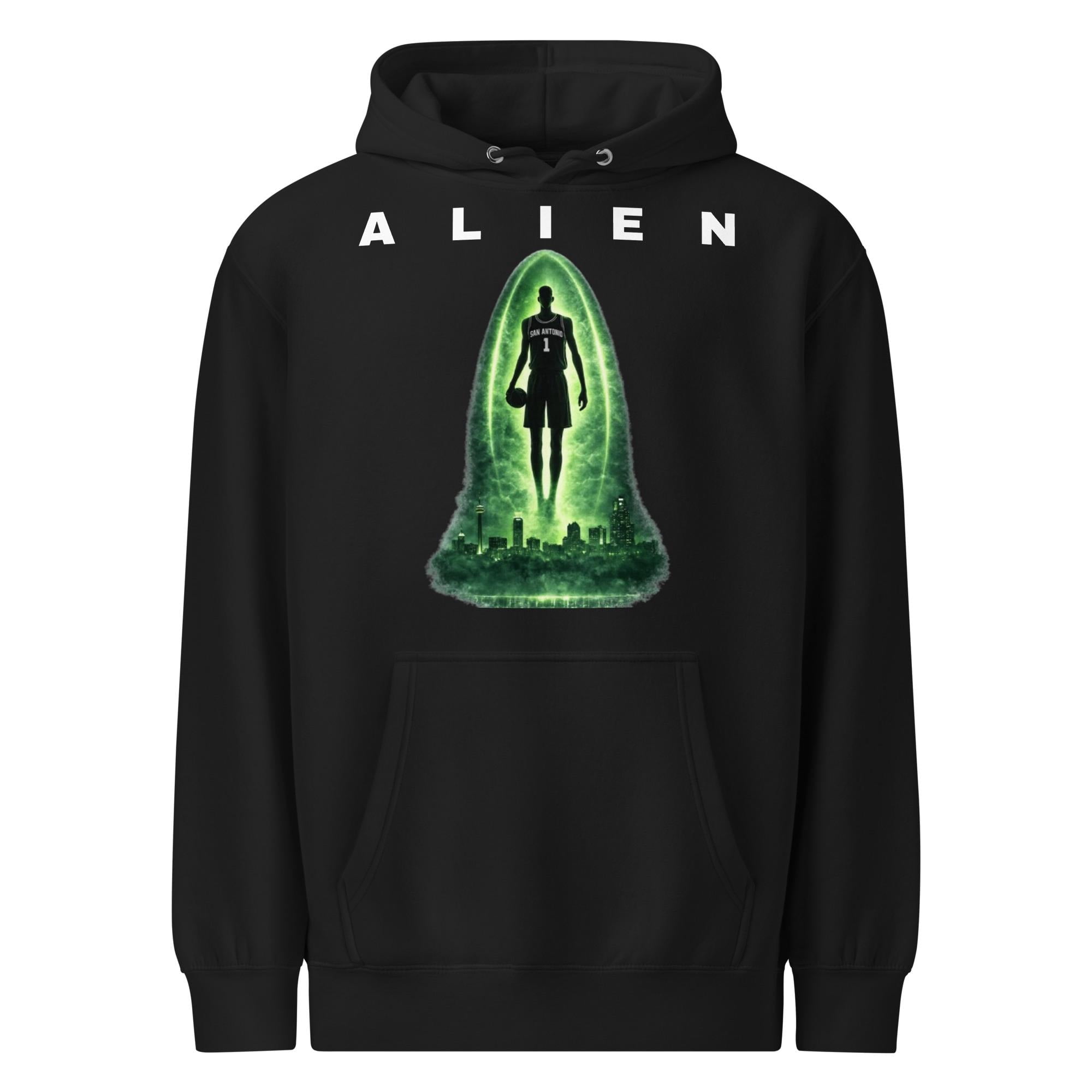 Alien Wemby Hoodie – San Antonio Basketball Hoodie – Green Glow Sci-Fi ...