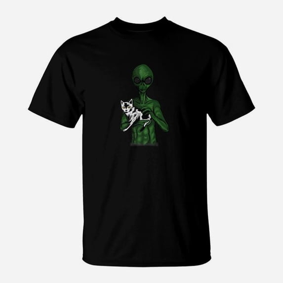 Alien With A Cat Cat Lover Outer Space TShirt - Walmart.com