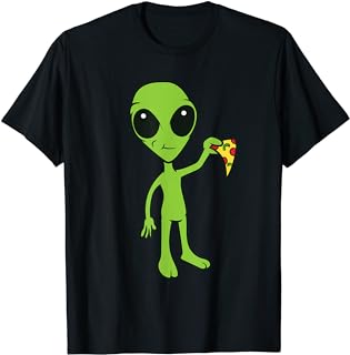 Alien With Pizza Slice Ufo Cute Alien Eating Pizza T-Shirt - Walmart.com