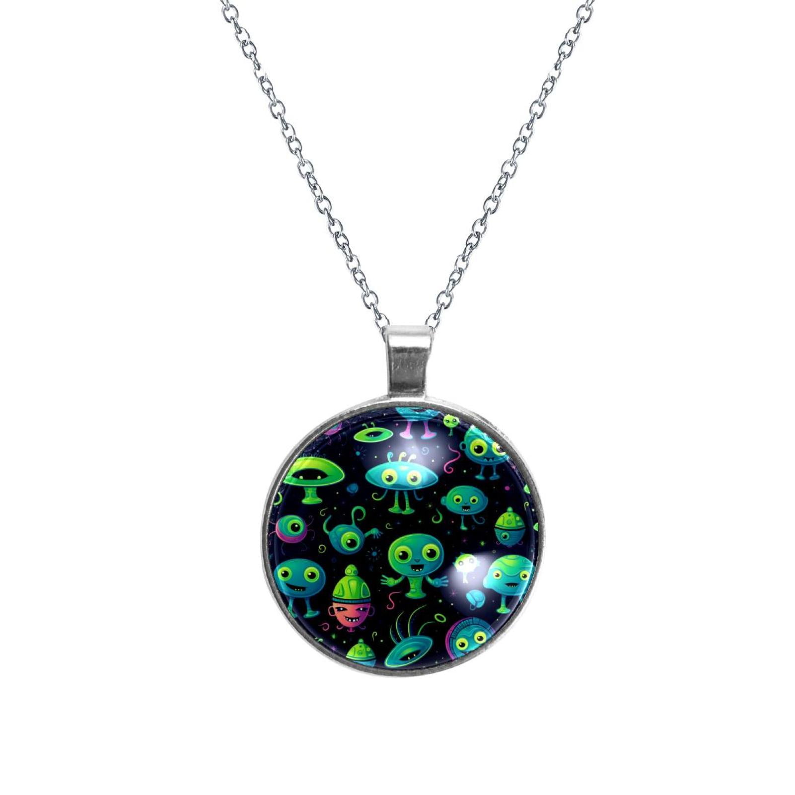 Alien Women's Circular Glass Design Pendant Necklace - Walmart.com