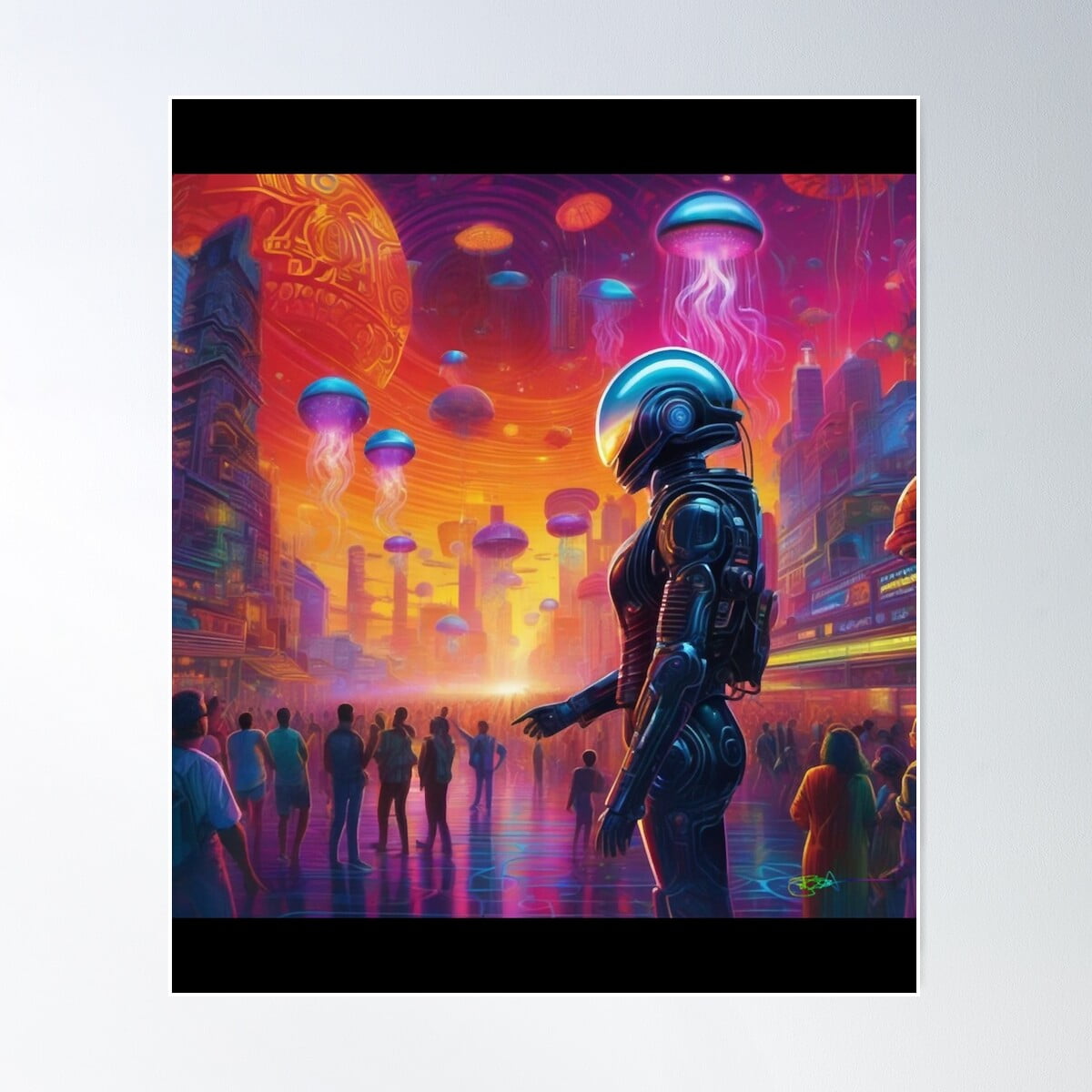 Alien Worlds Surreal Sci-Fi Cyborg City 14 - Grusch Poster Wall Art ...