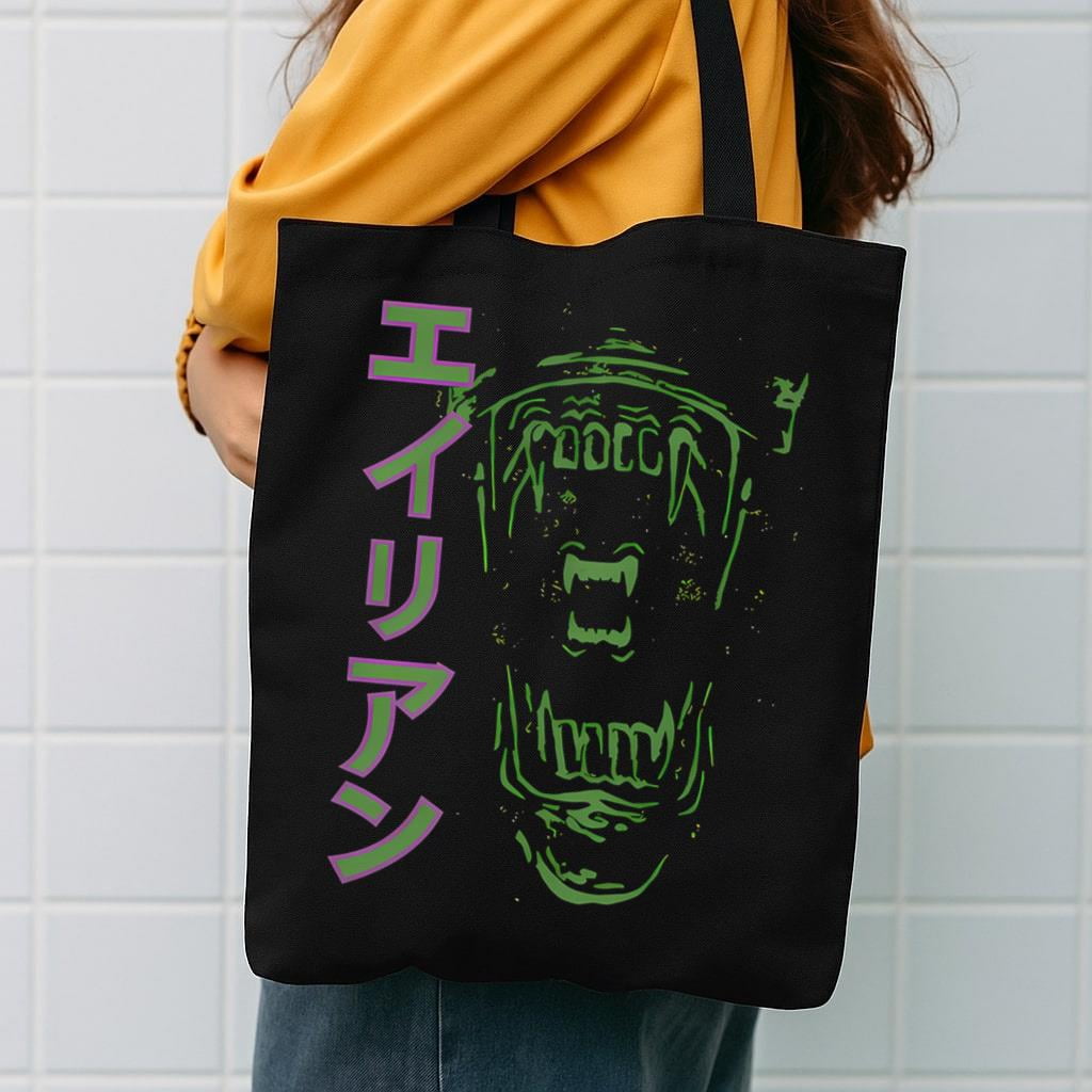 Alien Xenomorph Graphic Tote Bag, Reto Sci-Fi Movie Bag, 70s Alien ...