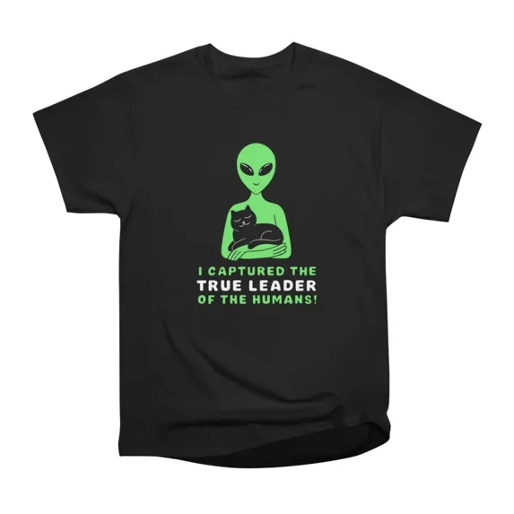 Alien and cat leader T-Shirt Tee Gift For Him Merch For Her Apparel For ...