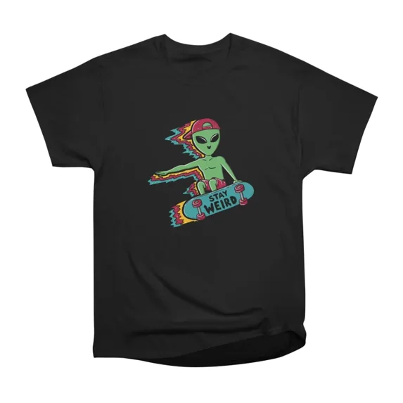 Alien and skateboard T-Shirt Tee Gift For Him Merch For Her Apparel For ...